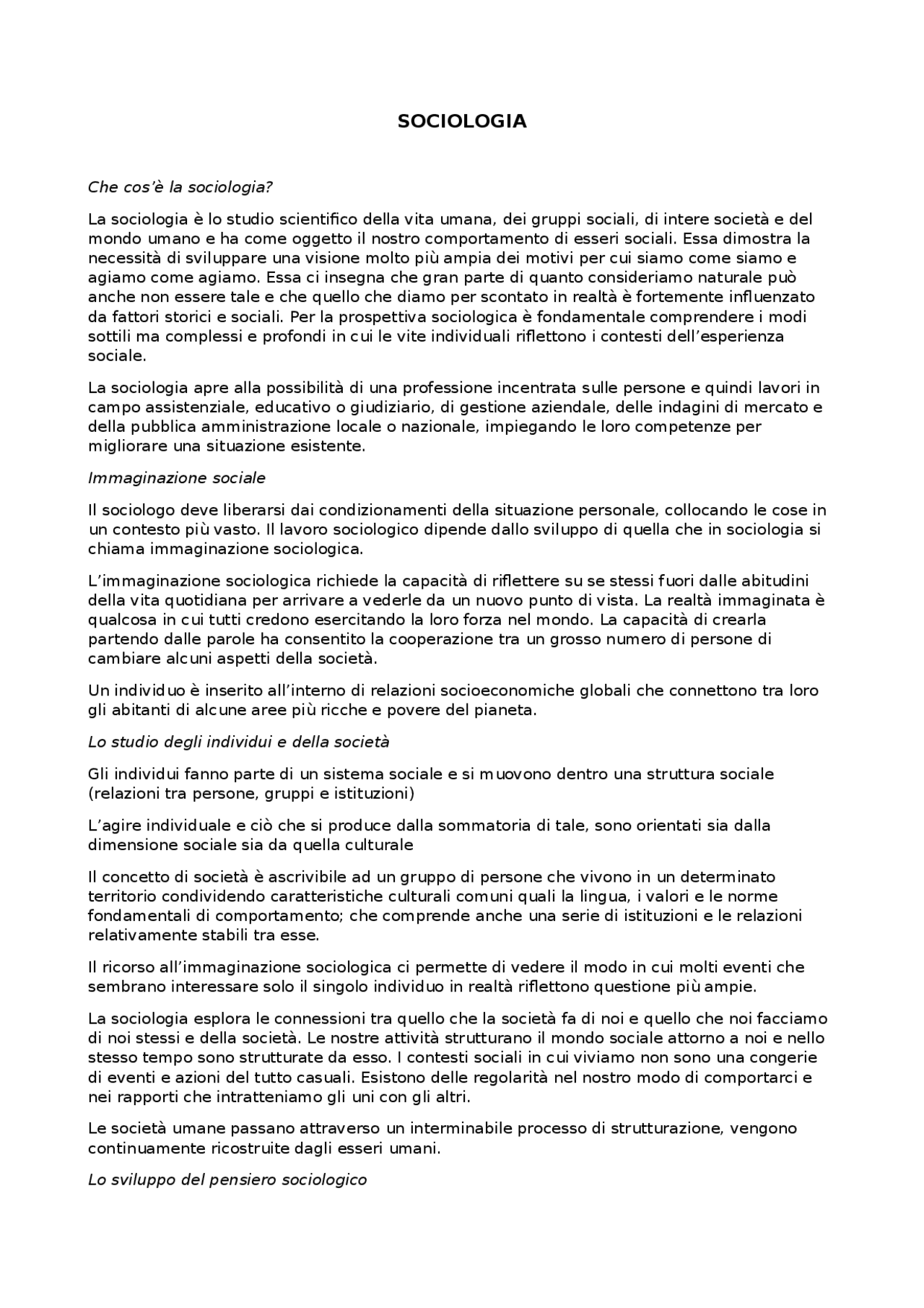 Riassunto Manuali Esame Fondamenti Di Sociologia Docsity
