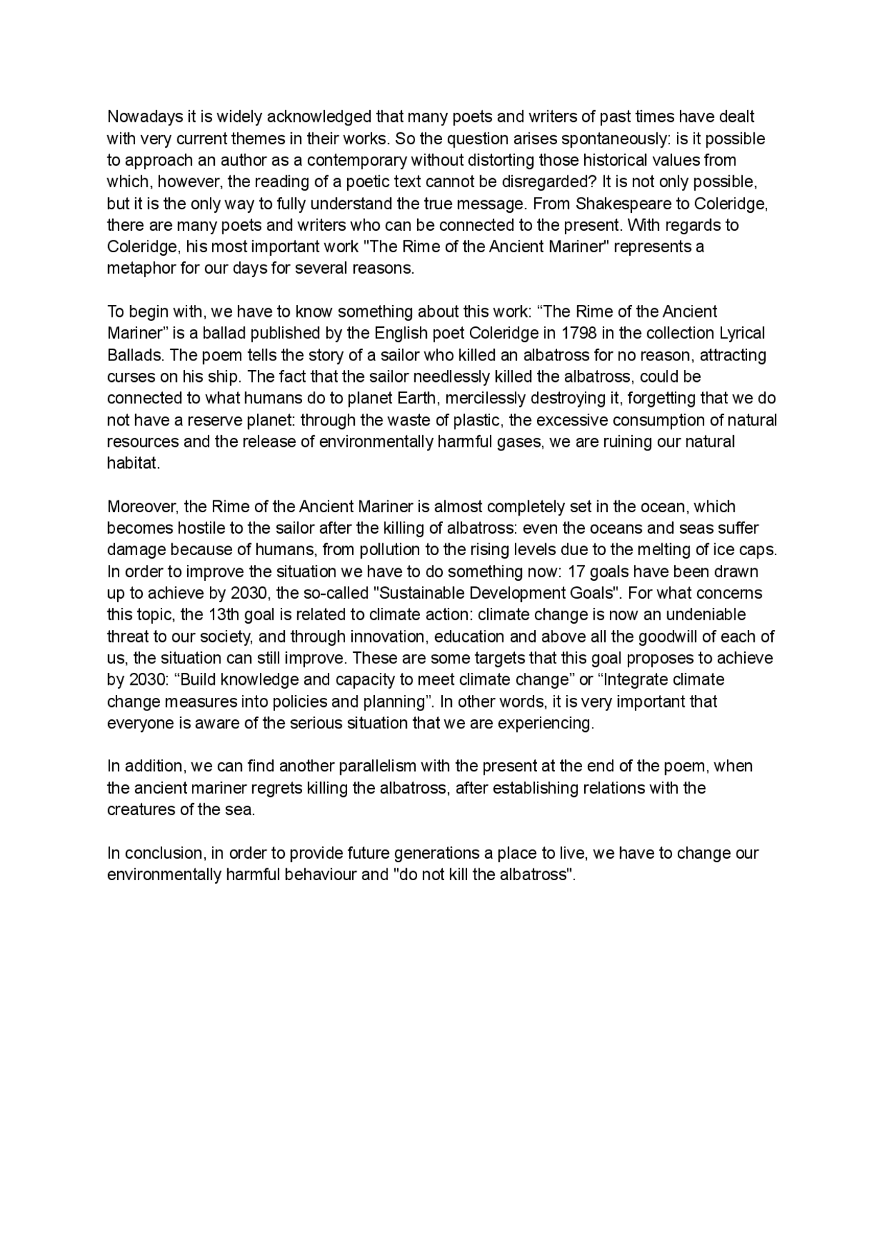 Essay On Coleridges Rhyme Of The Ancient Mariner Docsity