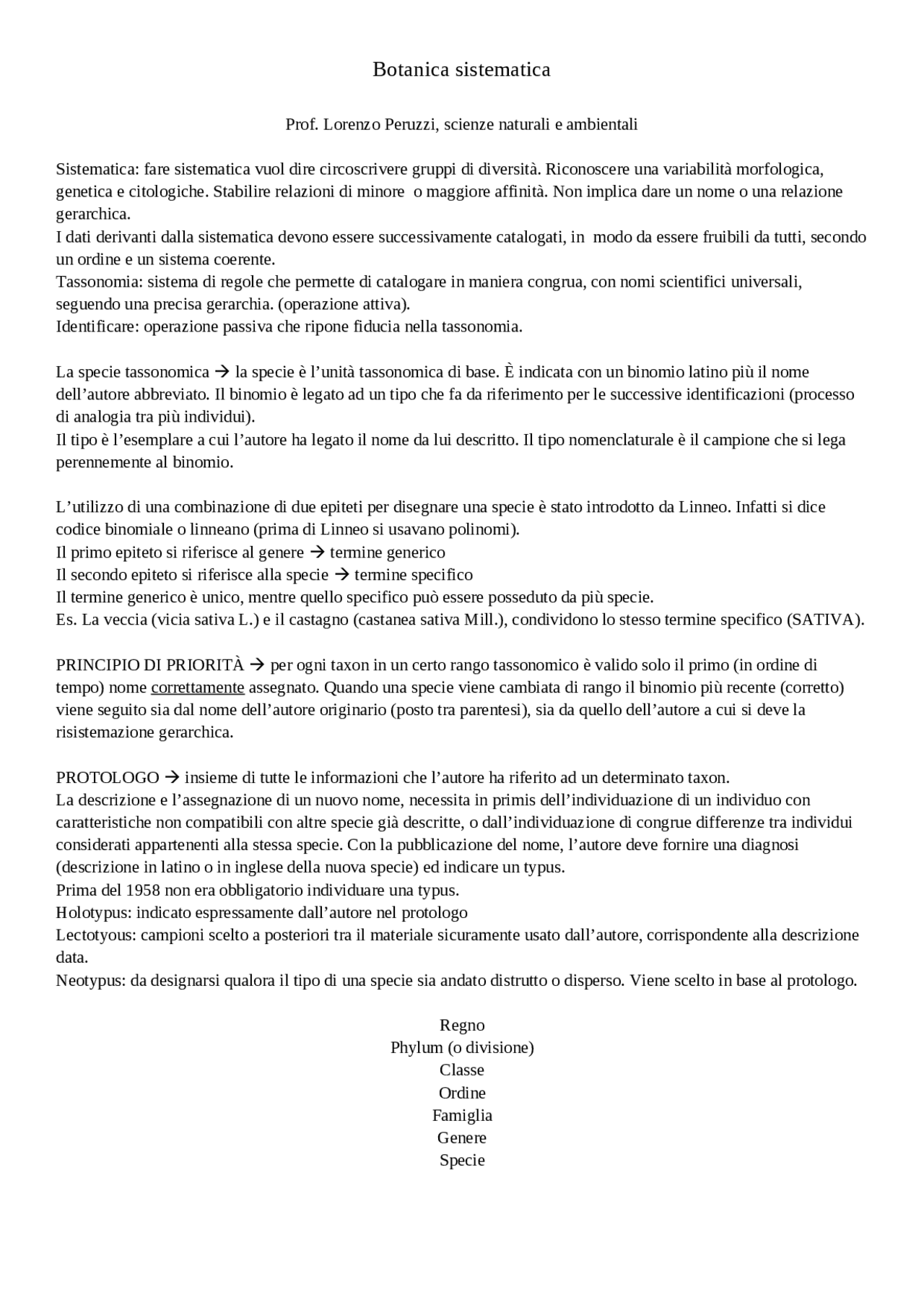 Appunti Botanica Modulo Botanica Sistematica Appunti Di Botanica