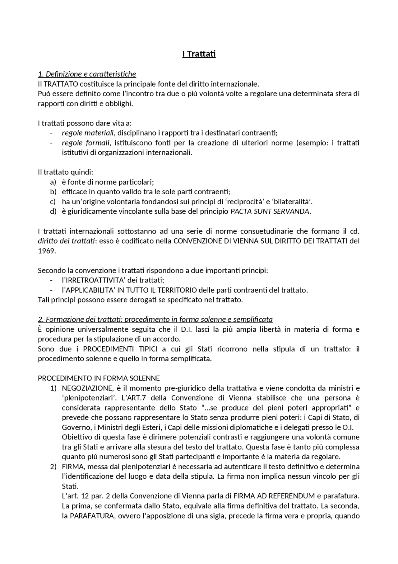 I Trattati Nel Diritto Internazionale Docsity