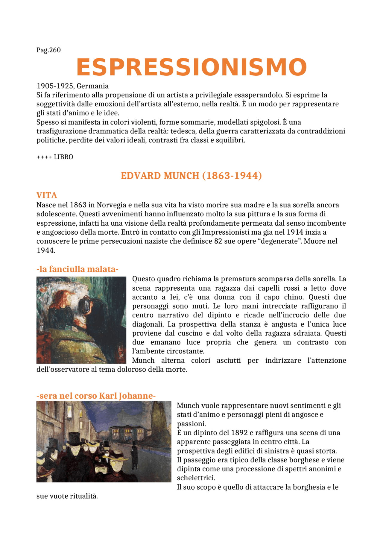 Espressionismo in storia dell'arte con quadri spiegati - Docsity