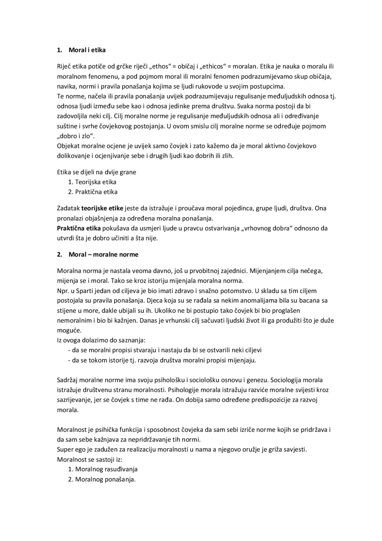 Medicinska etika, ispitna pitanja | Ispiti' predlog Medicinska etika - Docsity