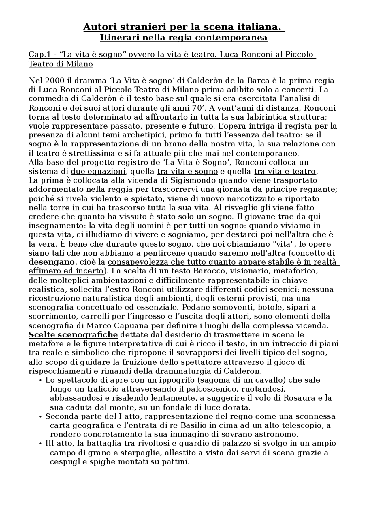 Autori stranieri per la scena italiana - Docsity