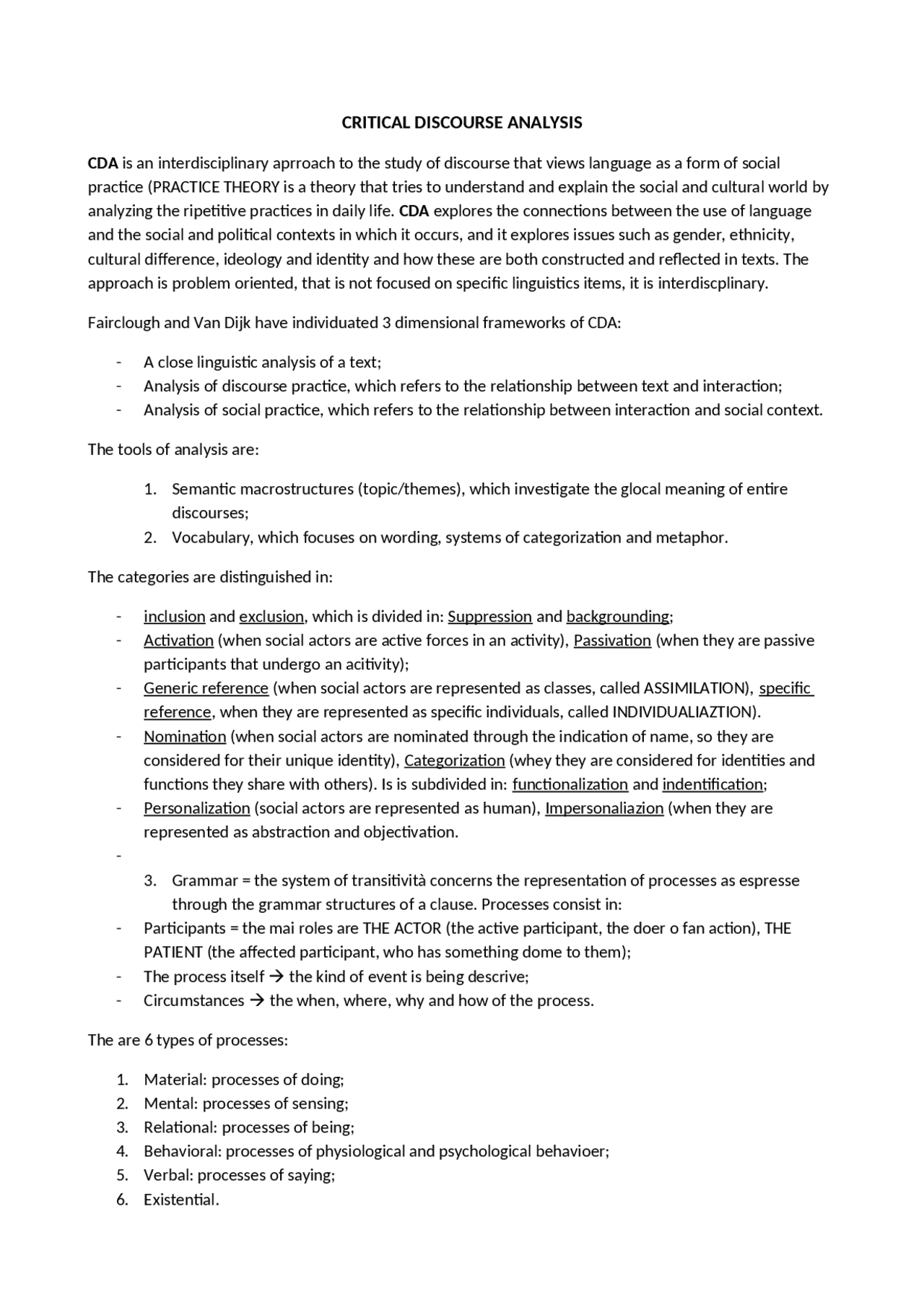 Critical Discourse Analysis - Docsity