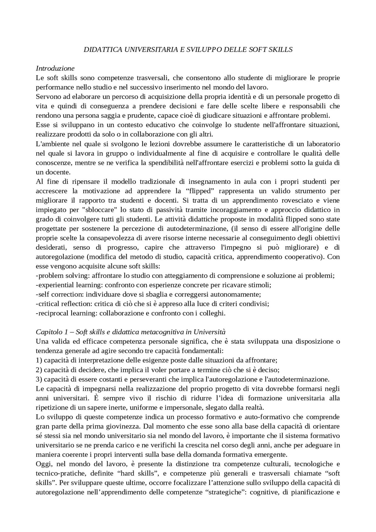 Didattica Universitaria E Sviluppo Delle Soft Skills Docsity