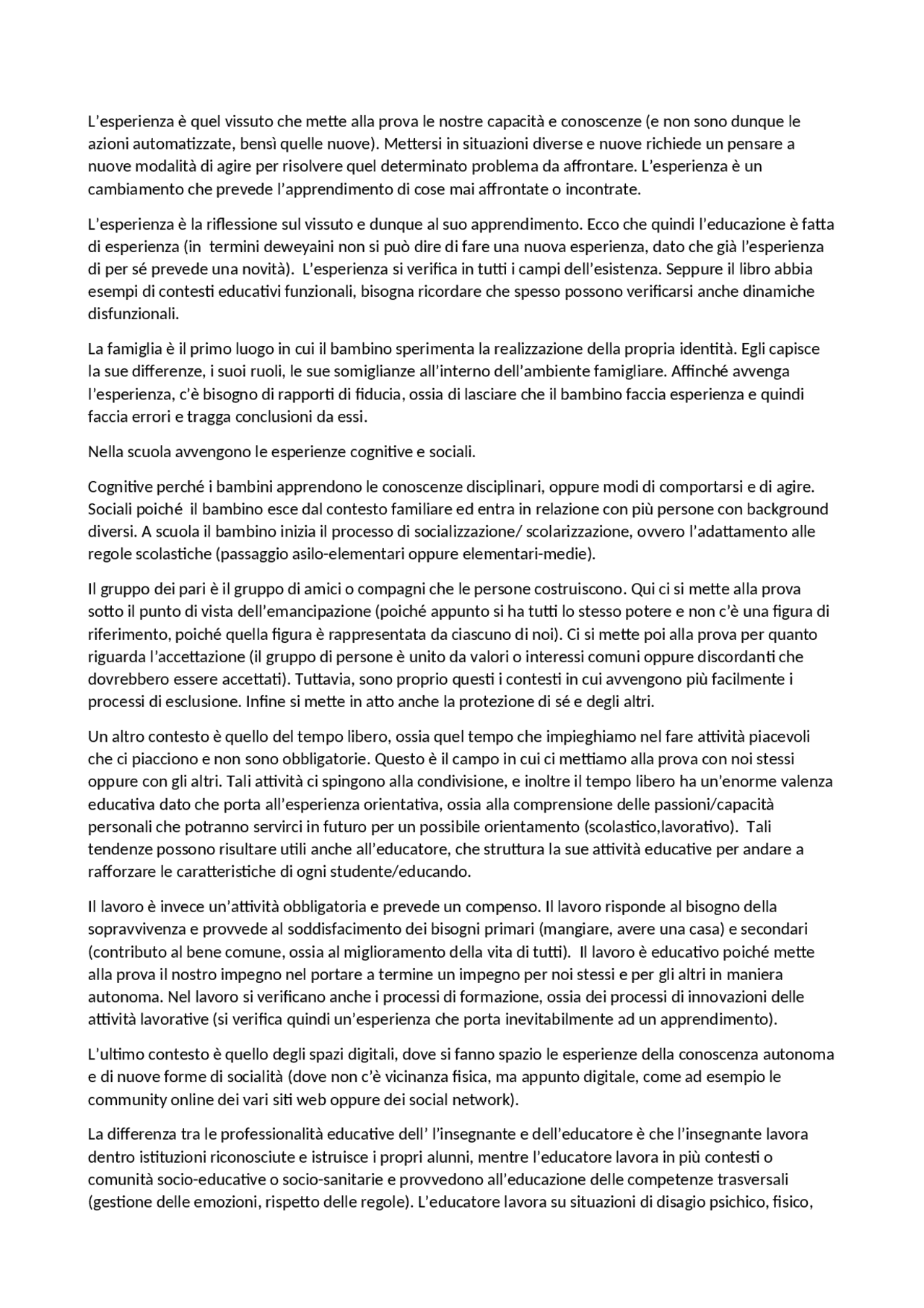 Appunti Del Prof Capire Leducazione Docsity
