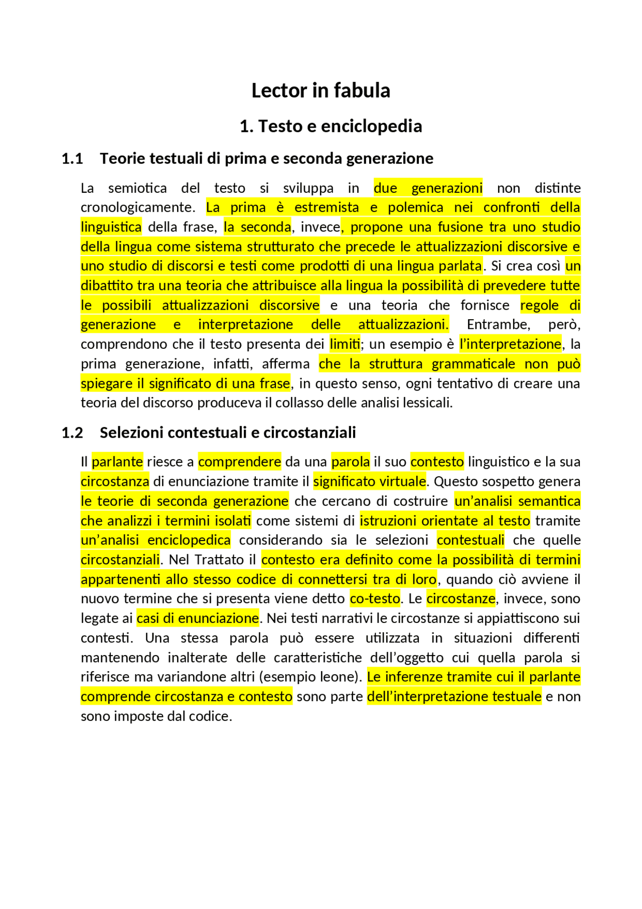 Riassunto Umberto Eco Lector In Fabula Docsity