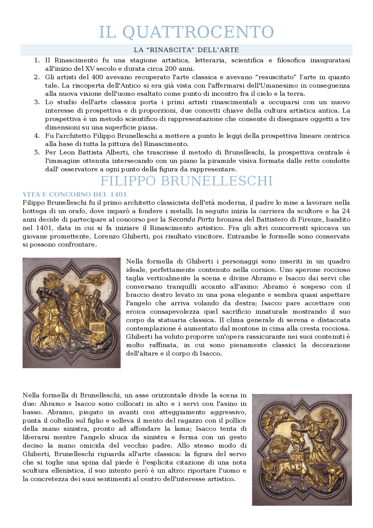 Brunelleschi Donatello E Masaccio Docsity