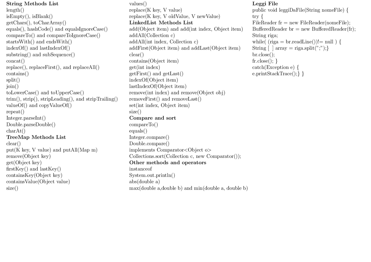 Formulario Programmazione Ad Oggetti Docsity