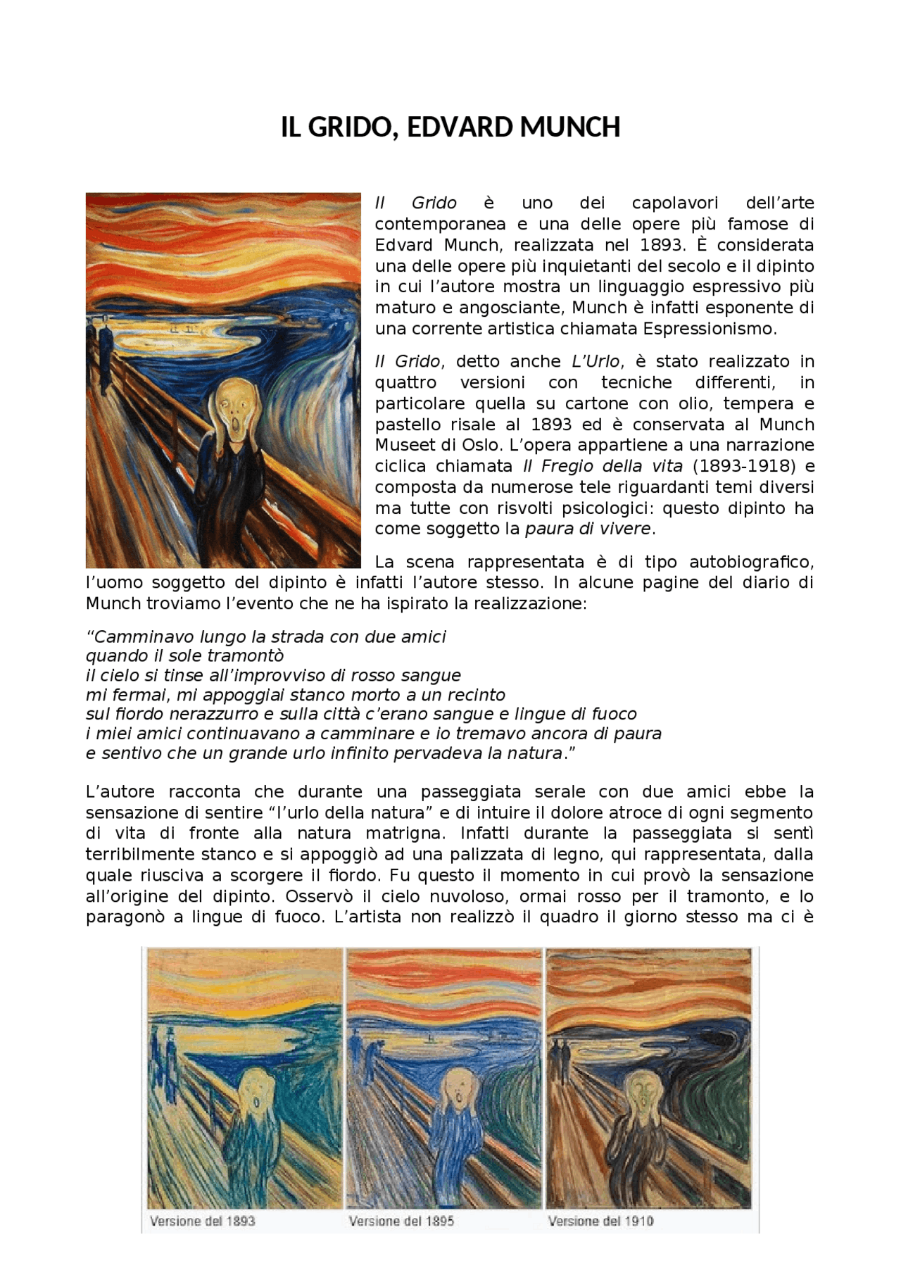 Il Grido, Edvard Munch - Docsity