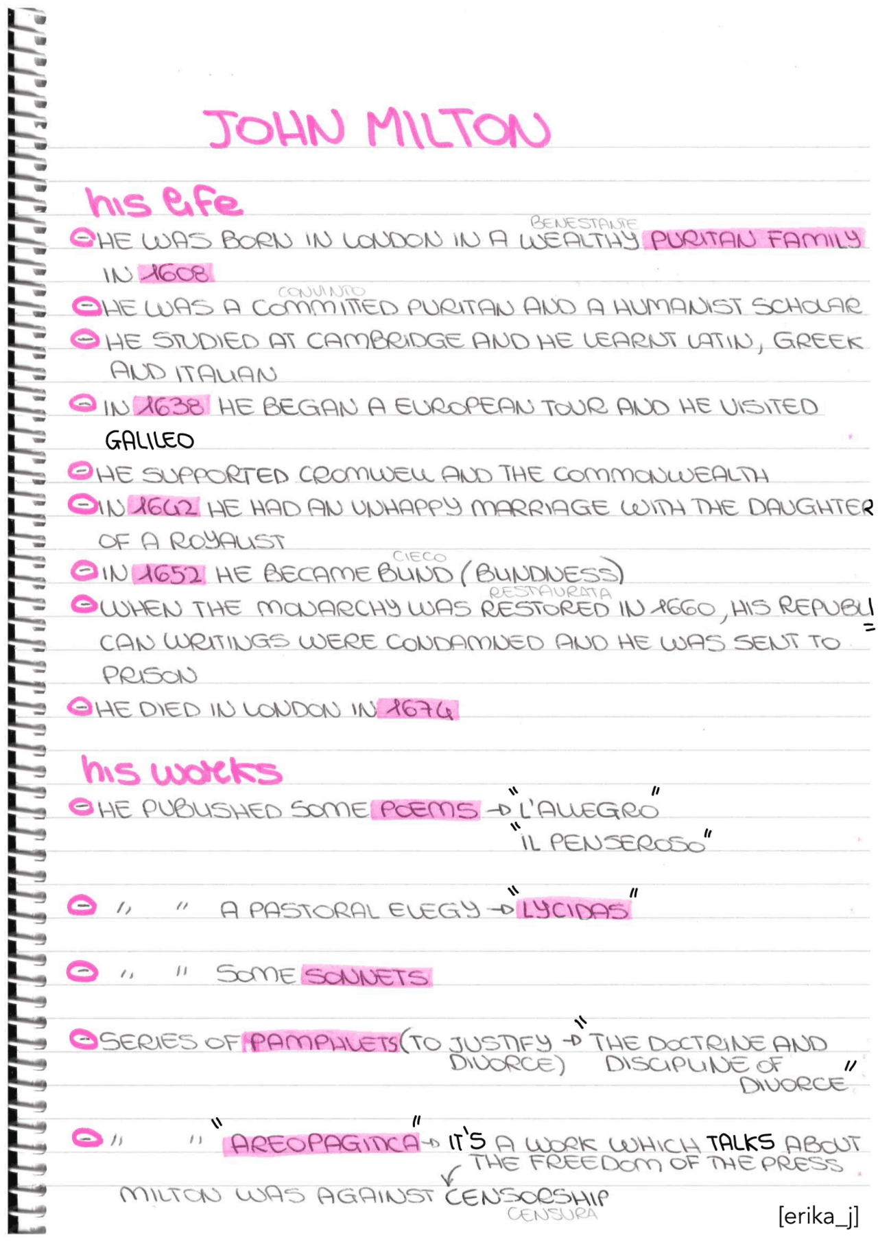 John Milton Lifeandwork E Analisi Del Brano Satans Speech Docsity