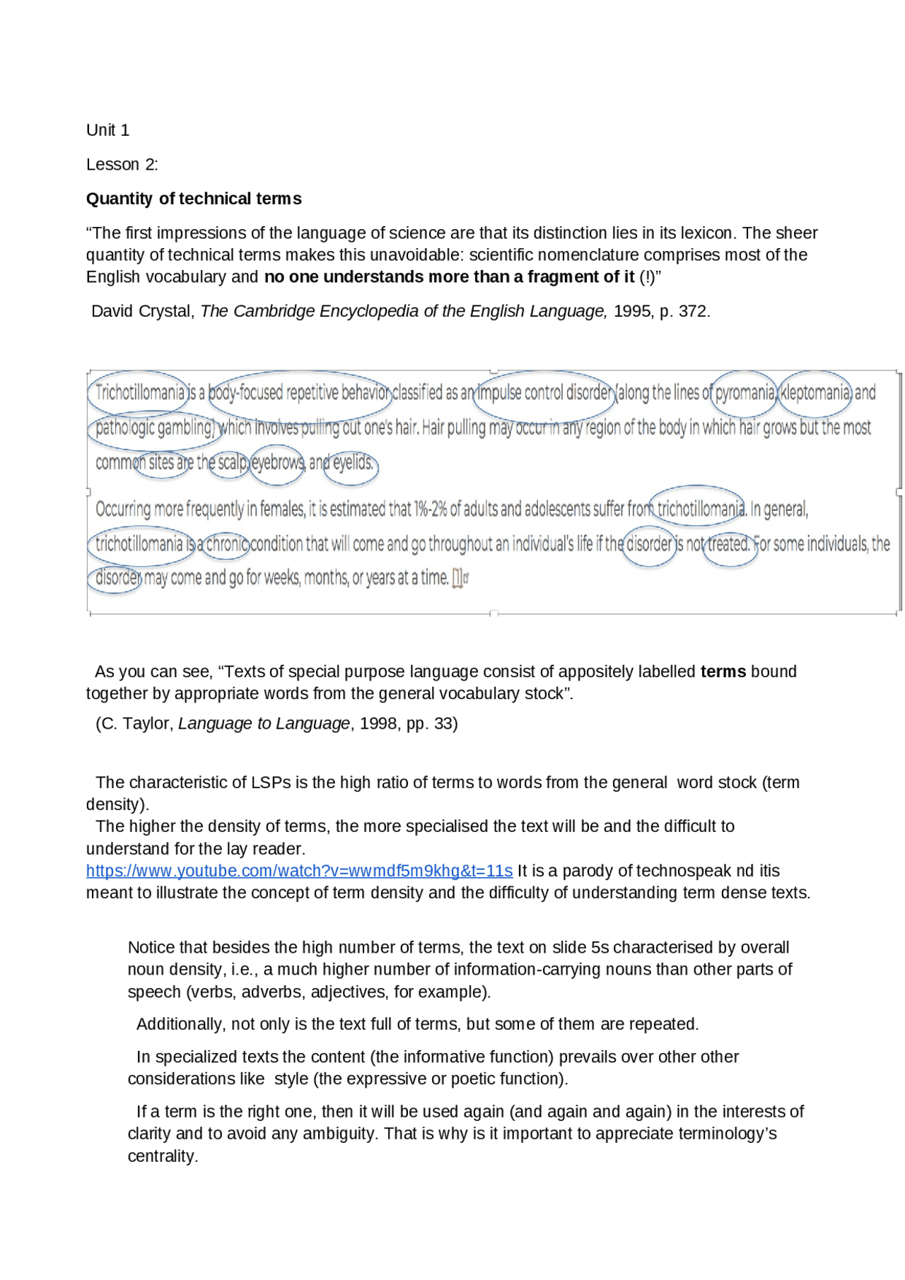 Scientific English: from theory to practice - Docsity