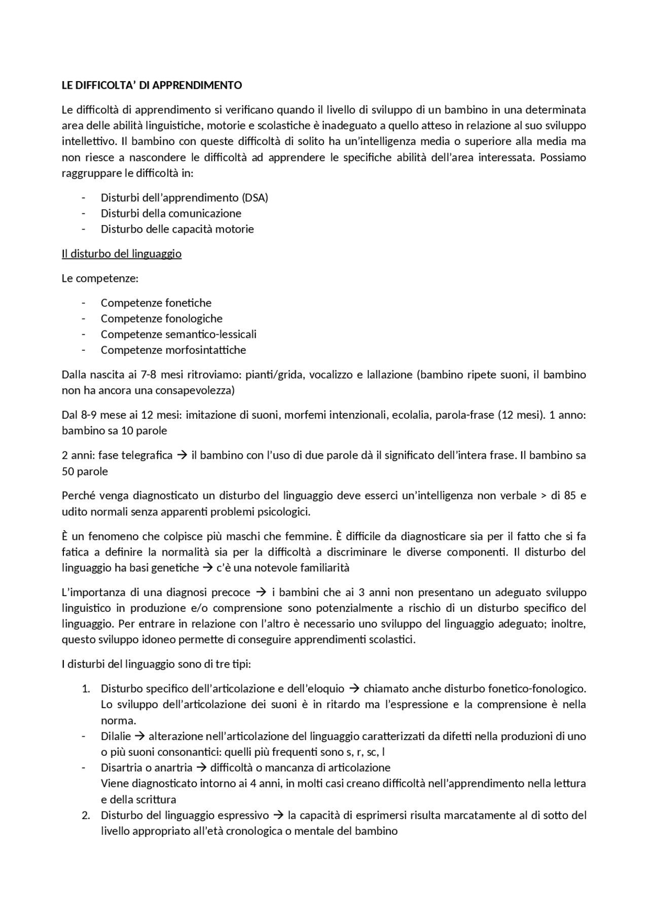 Le Difficolta Di Apprendimento Docsity