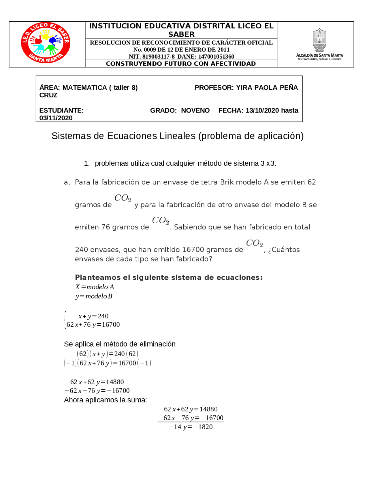 Hojas De Trabajo De Matemáticas De Octavo Grado Sobre Transformación