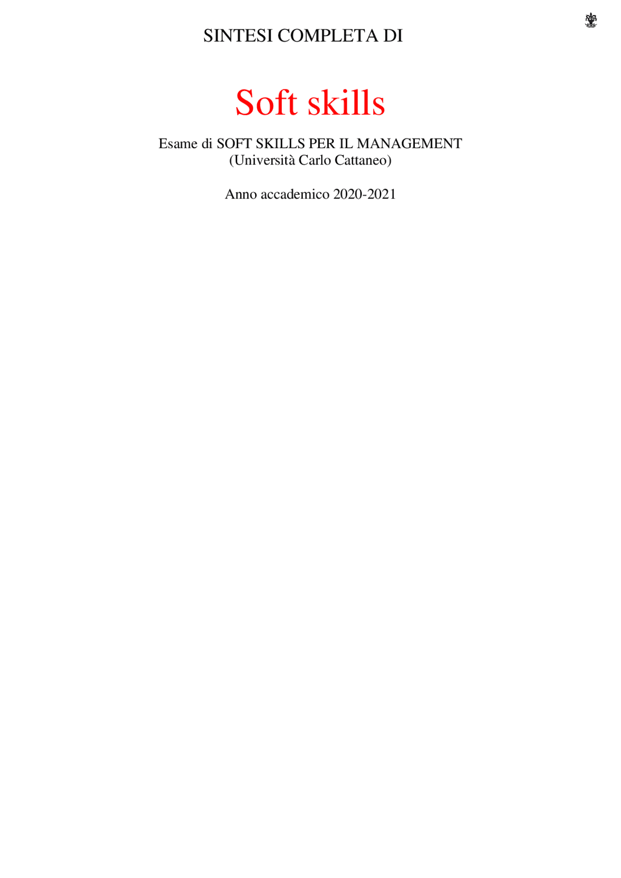 Soft Skills Riassunto Docsity