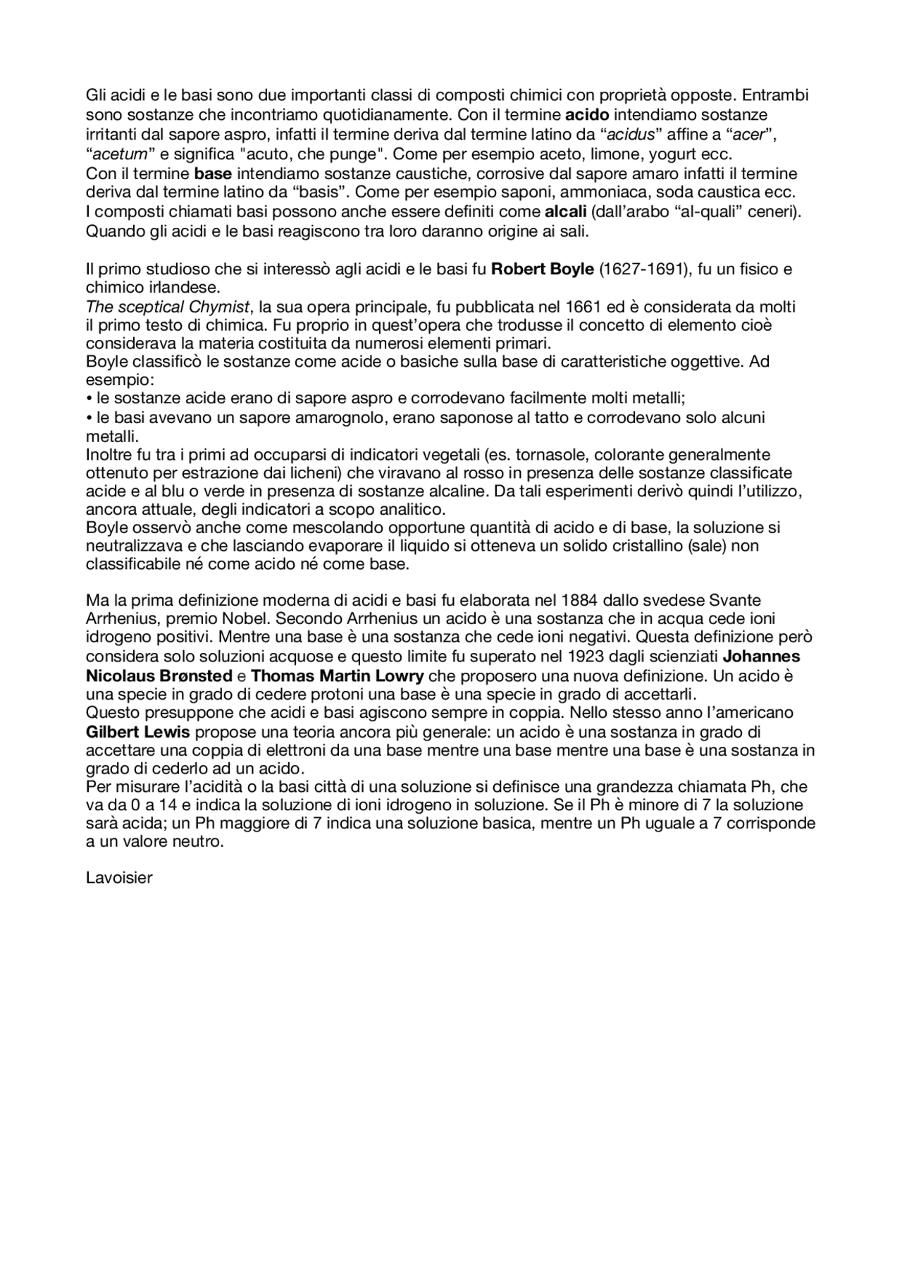 Ricerca Di Acidi E Basi Docsity