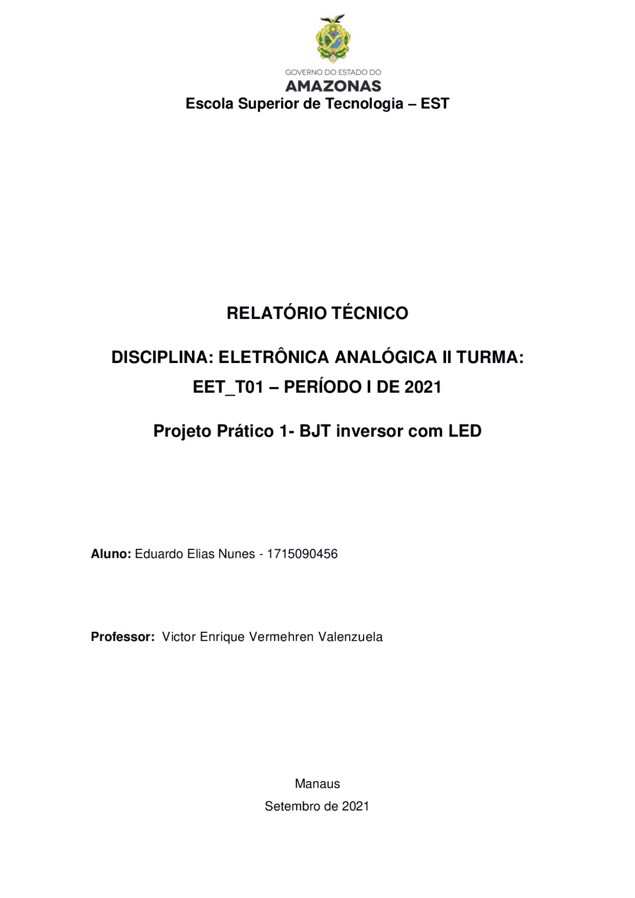 INVERSOR COM BJT COM LED - Docsity