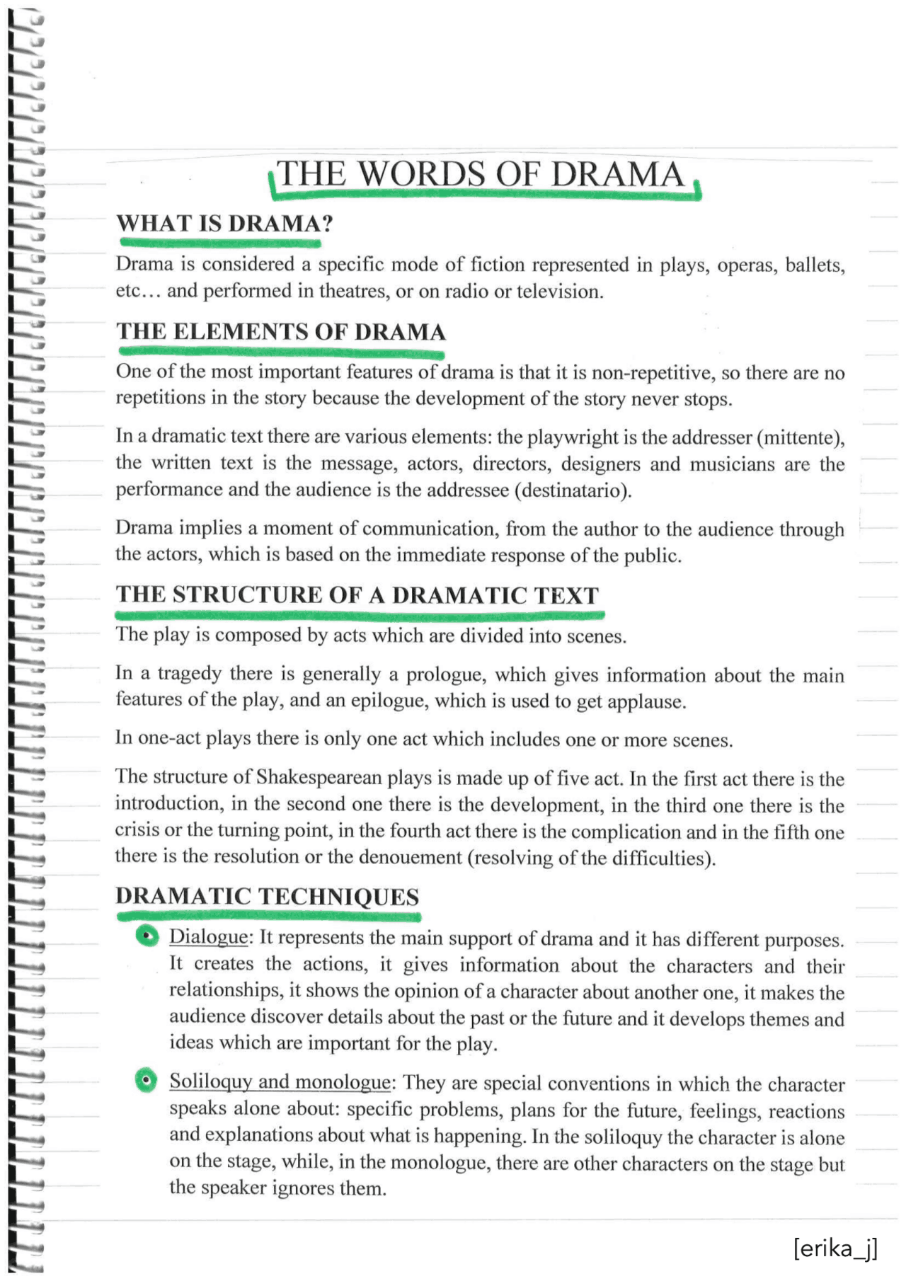 Schema delle "words of drama" inglesi - Docsity
