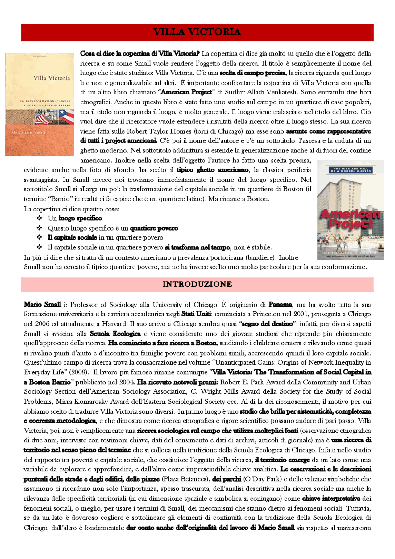 VILLA VICTORIA - MARIO LUIS SMALL | Appunti di Metodologia Della ...