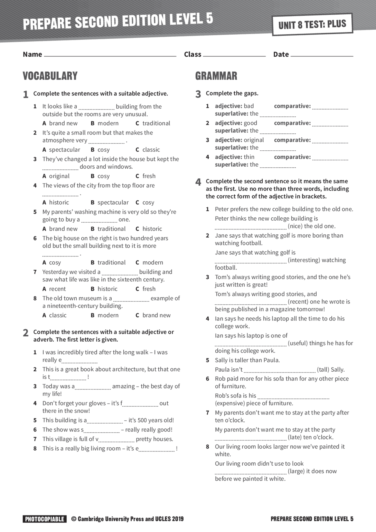 Prepare 4 unit 8 Cambridge - Docsity