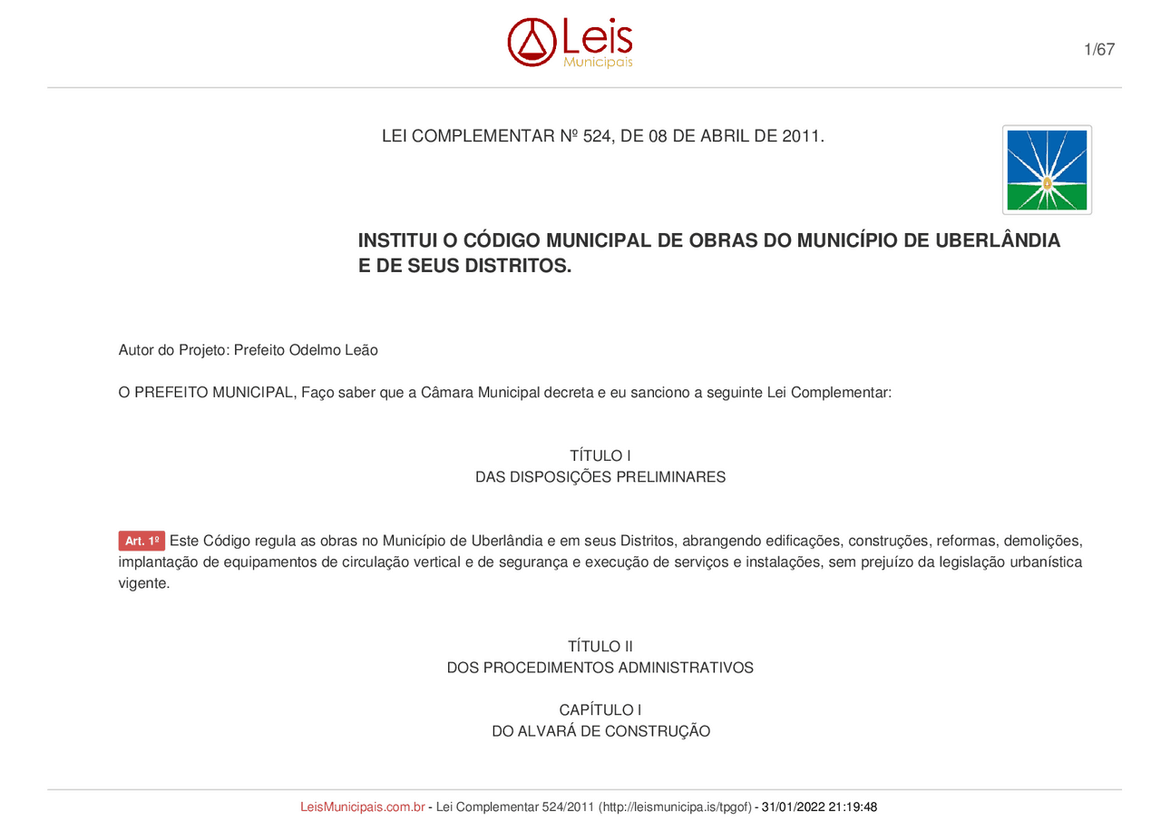 Leis complementares 524-2011 - Docsity