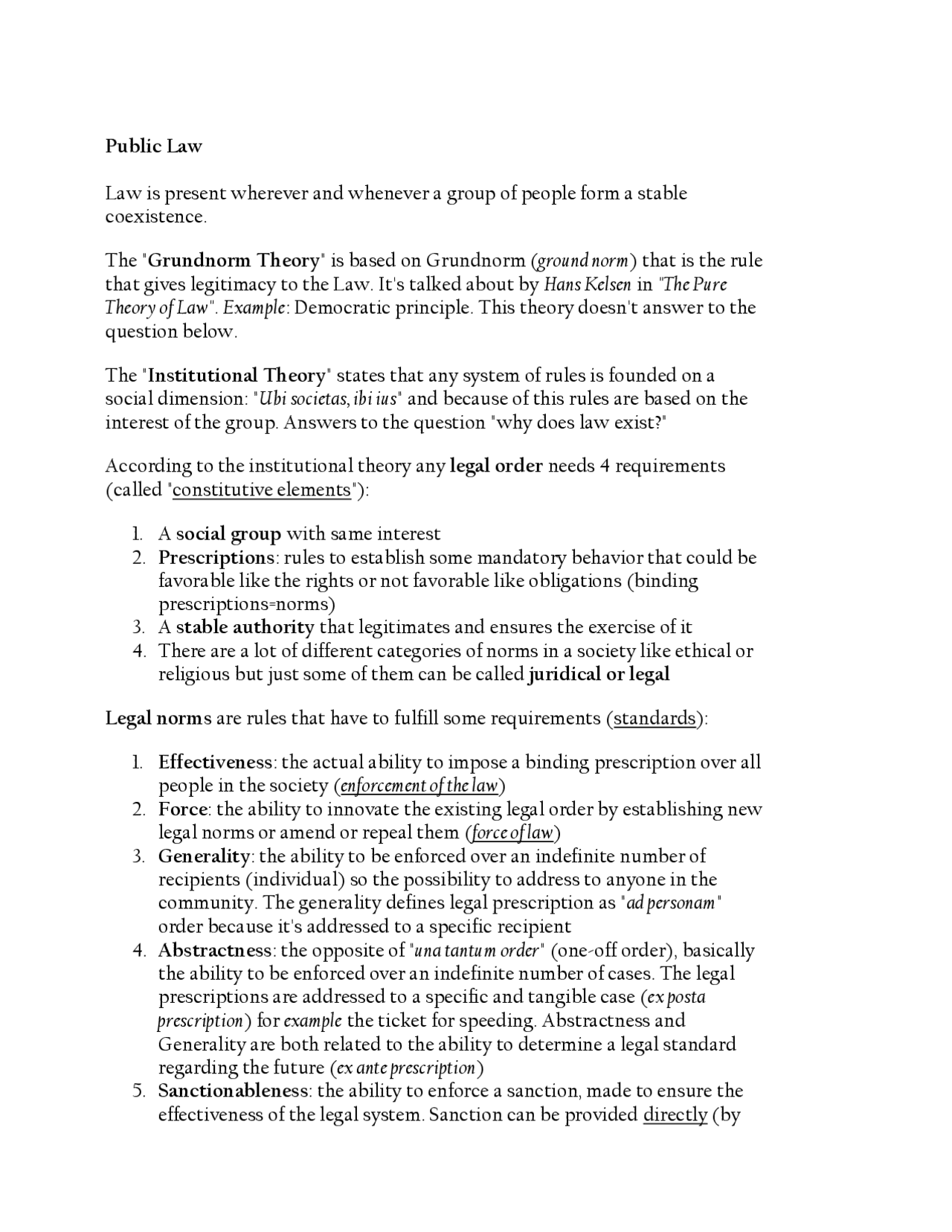 Public Law for Economics and finance - Docsity