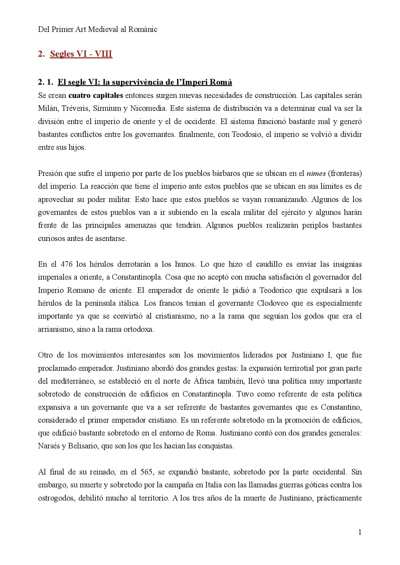 Apunts 1r Parcial Primer Art Medieval Al Romànic Segles Vi Xi Docsity