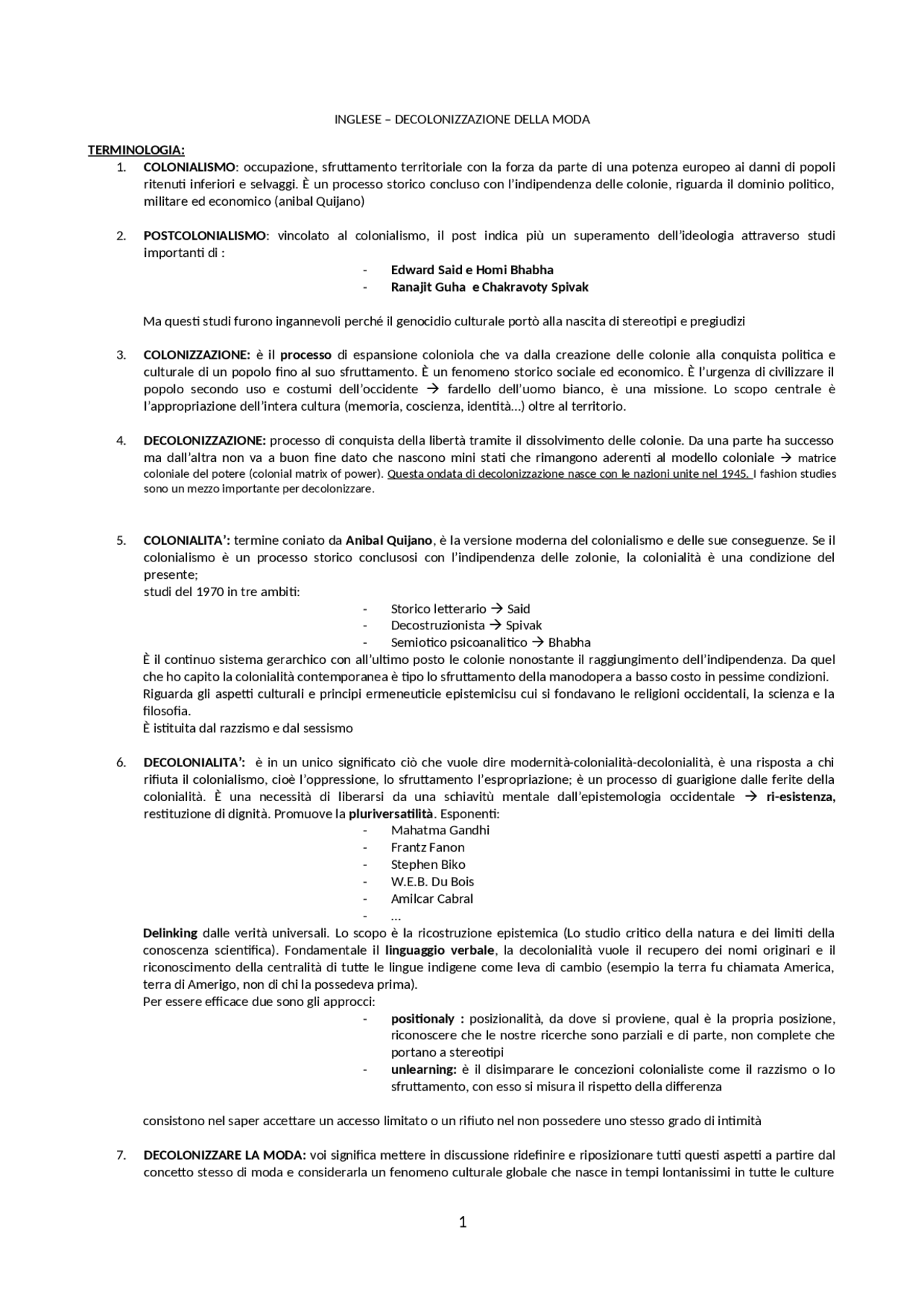 Schemi Decolonizzazione Della Moda Schemi E Mappe Concettuali Di