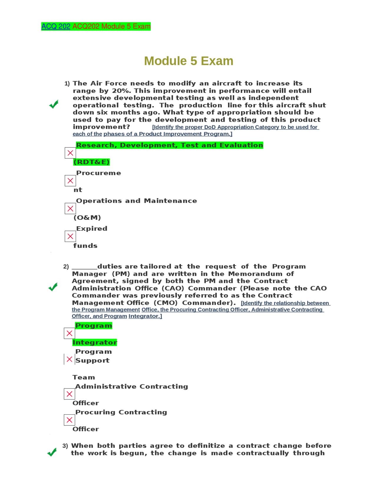 ACQ 202ACQ202 Module 5 Exam - Docsity