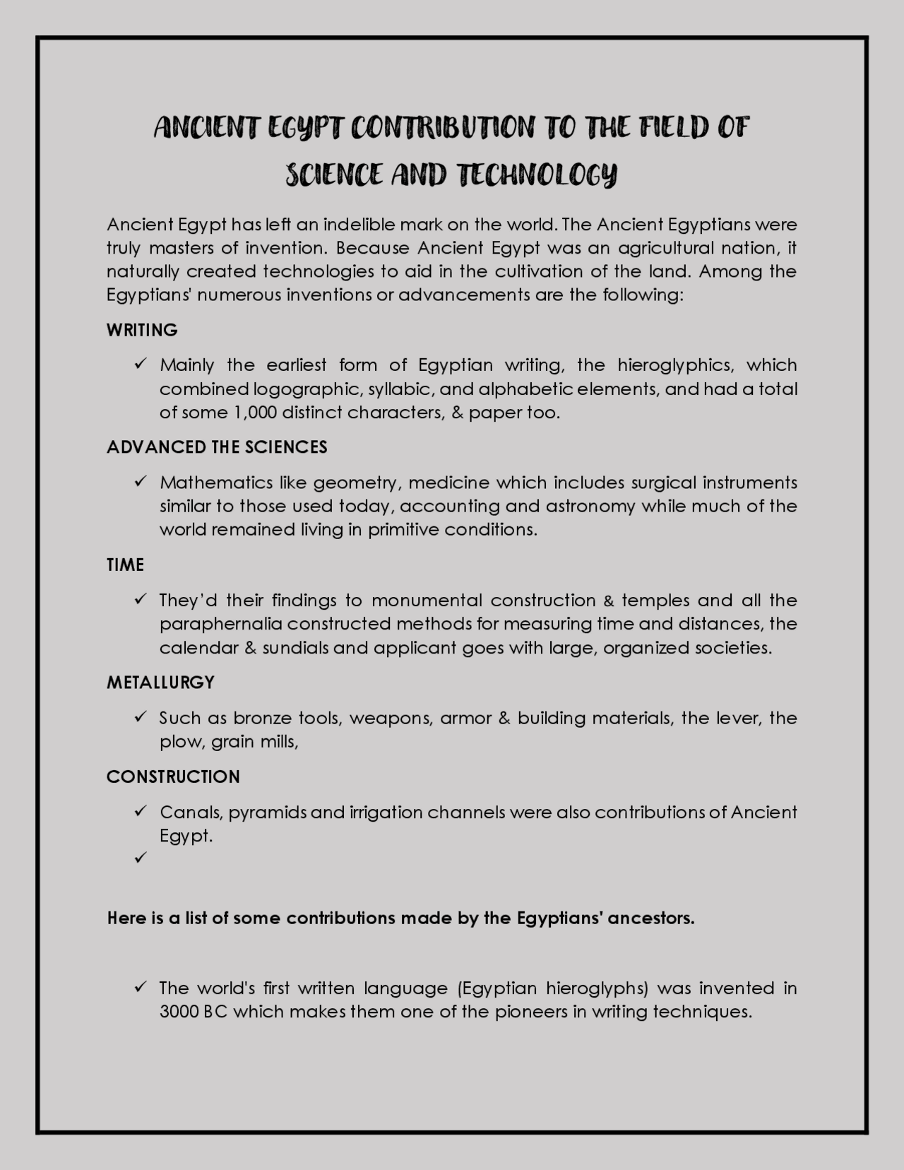 ANCIENT-EGYPT-CONTRIBUTIONANCIENT-EGYPT-CONTRIBUTION - Docsity