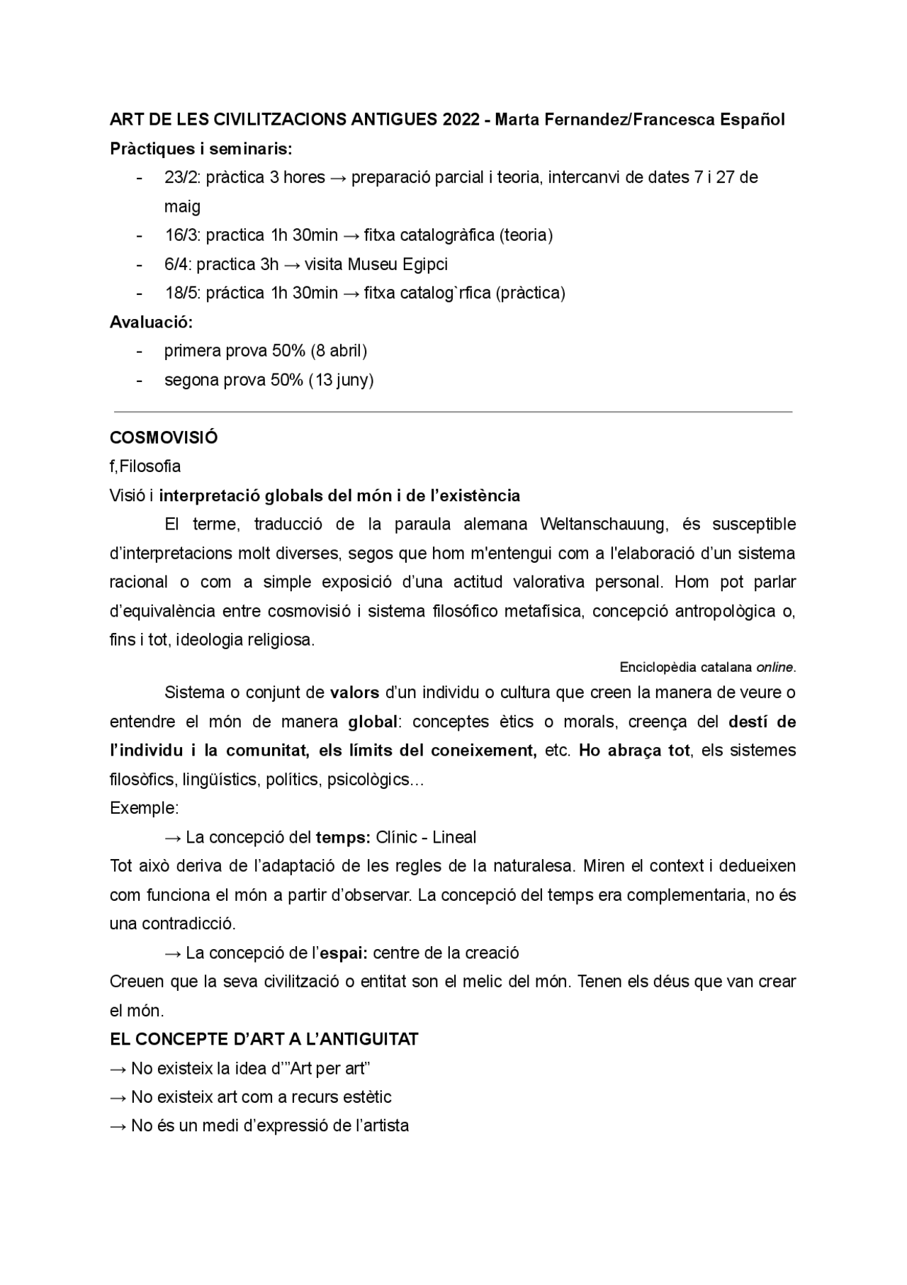 Apunts sincronies i introducció egipte (complet) 01 i 02 - Docsity