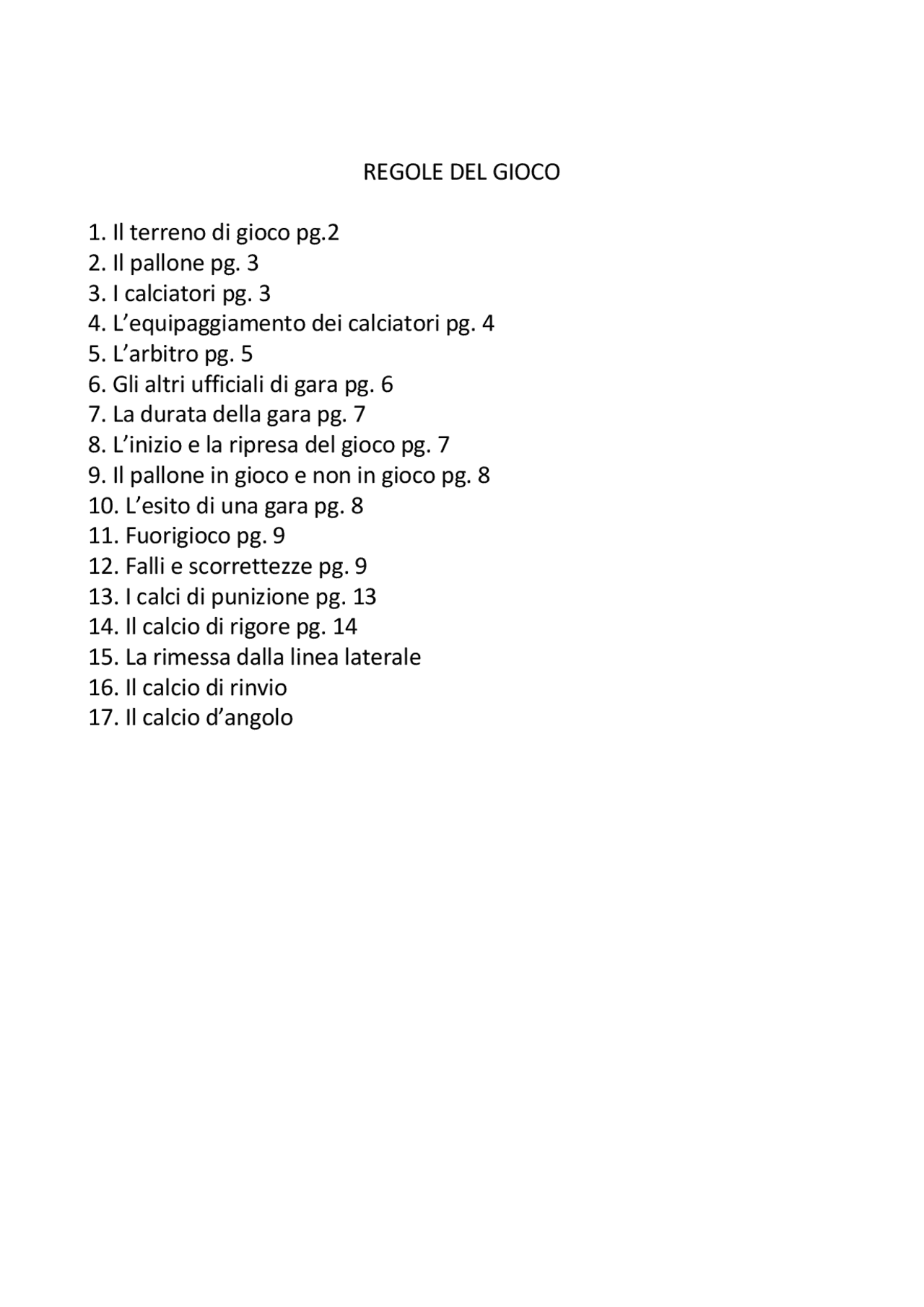 Regolamento del calcio | Schemi e mappe concettuali di Diritto ...