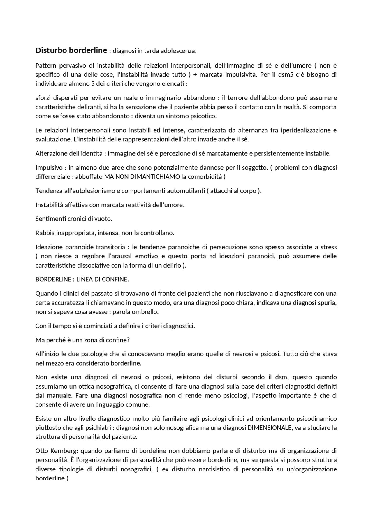 Il Disturbo Borderline Docsity