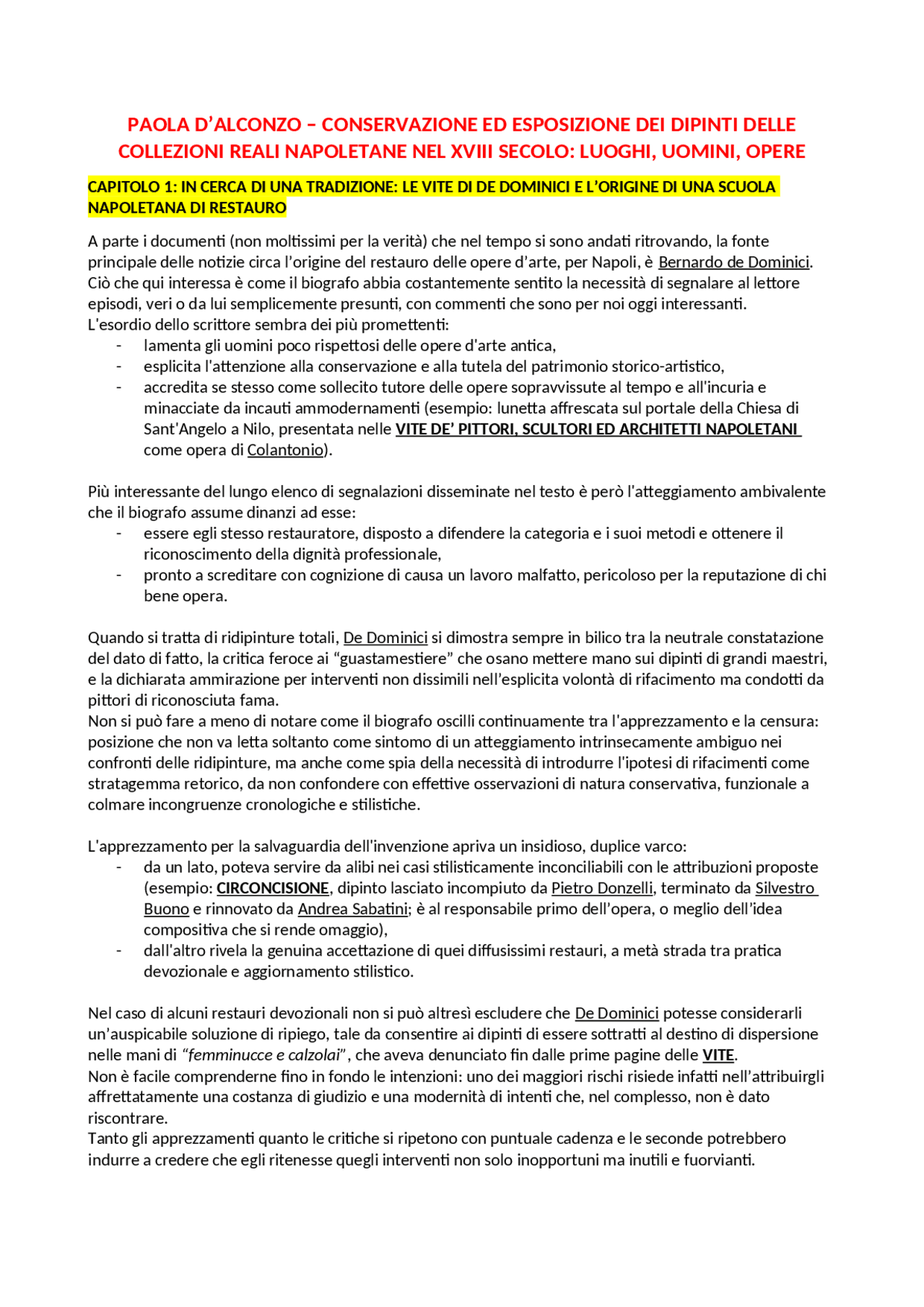 Riassunto Testo Prof Dalconzo Docsity