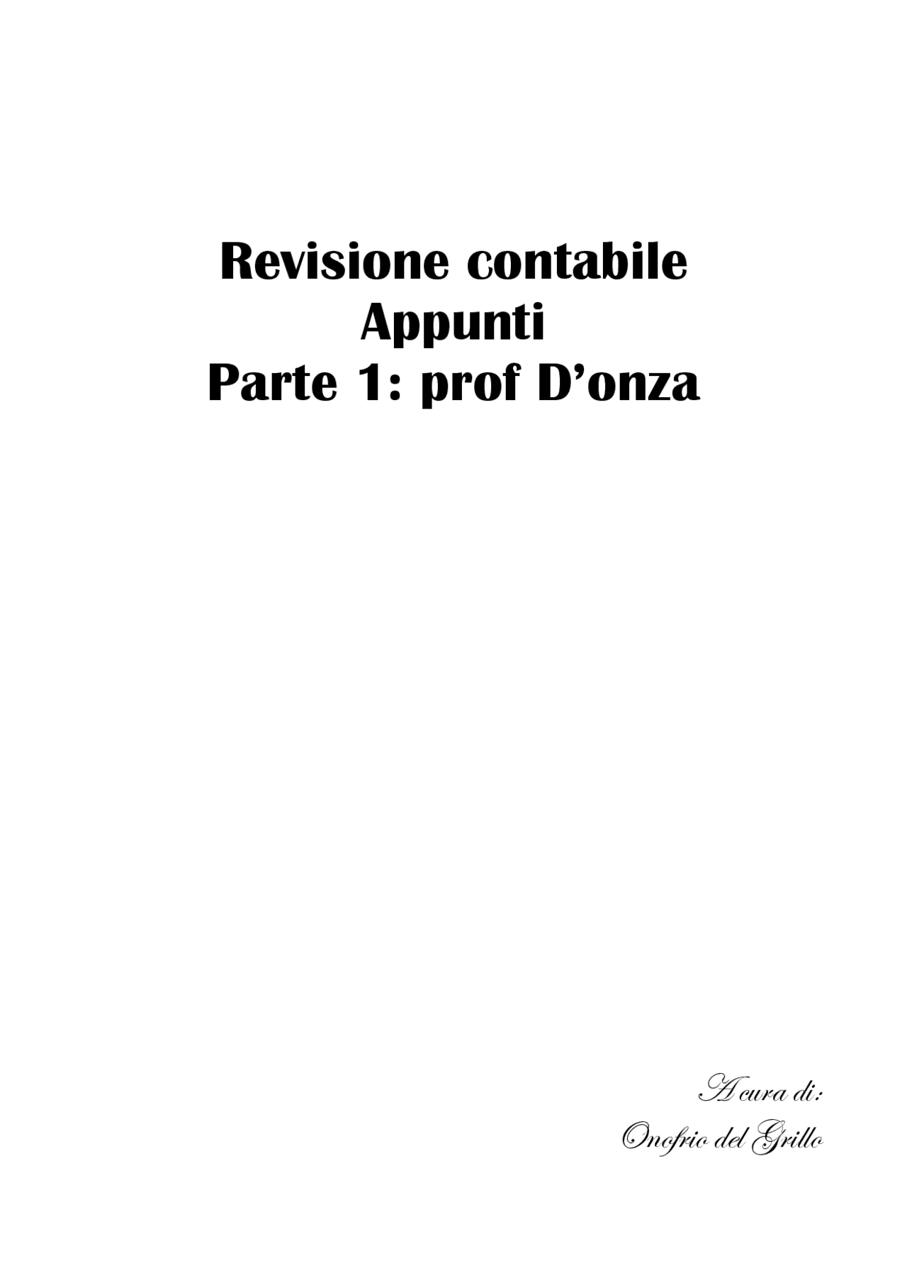 Revisione contabile (D'onza + Forzoni) - Docsity