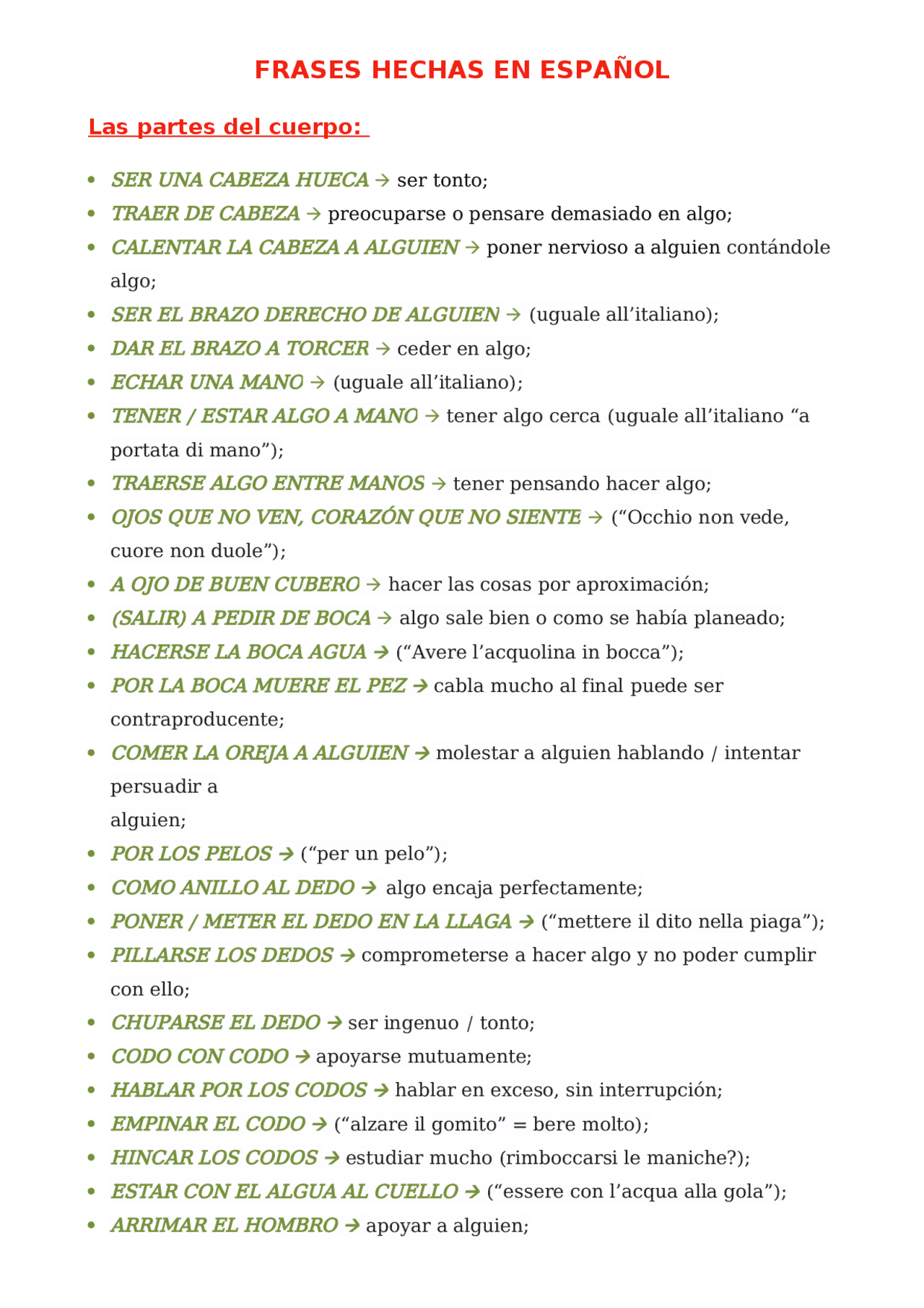 Frases hechas en español - Docsity