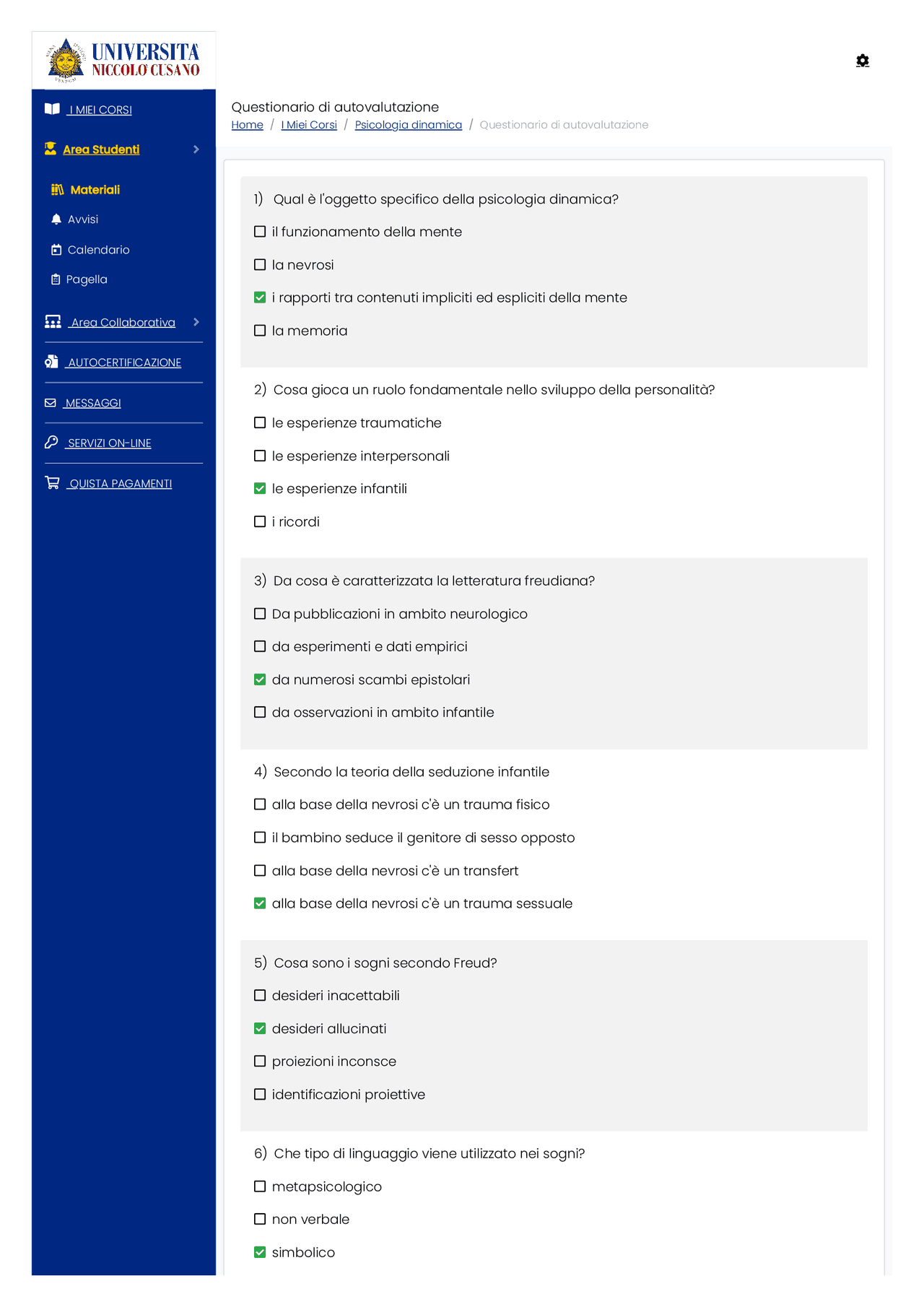 Test Autovalutazione Modulo 1 Docsity