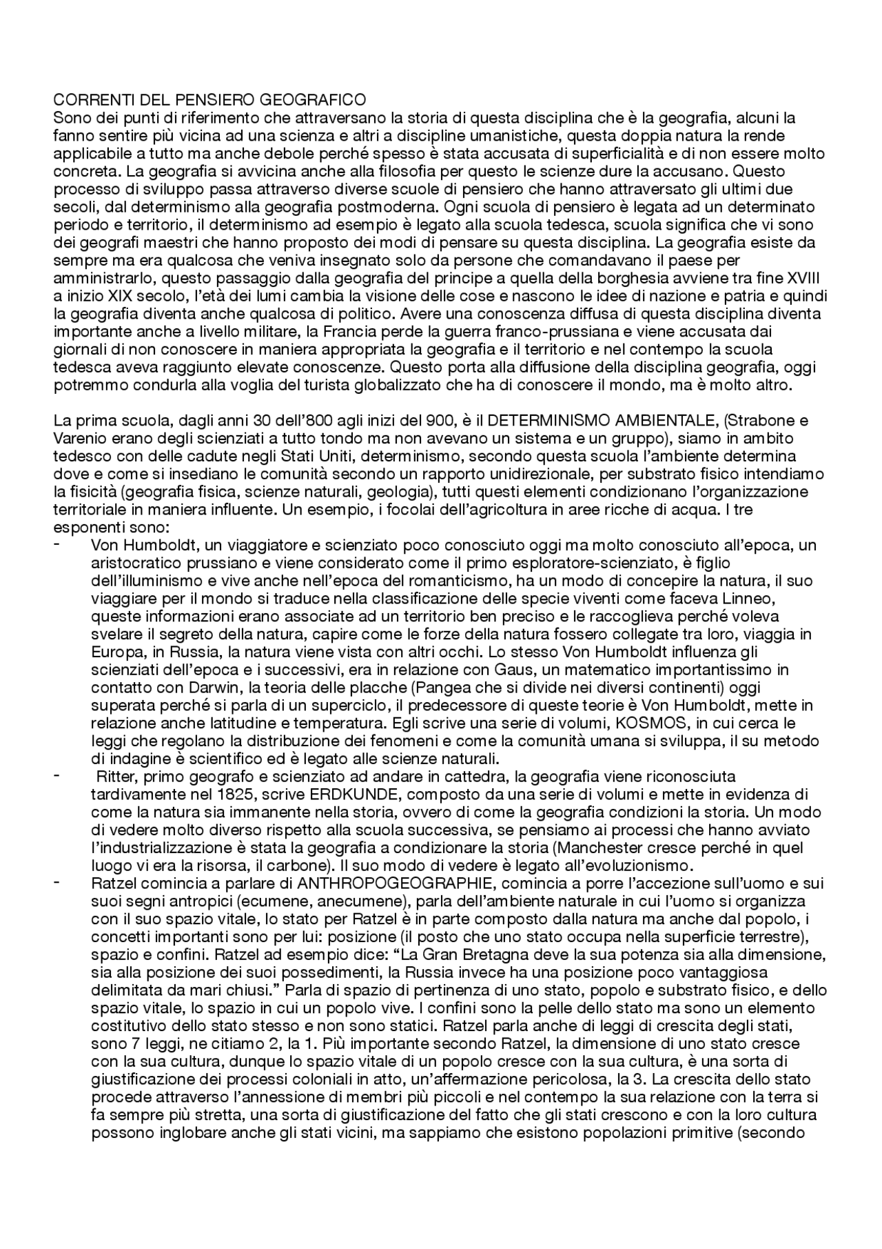 Geografia Umana Appunti Docsity