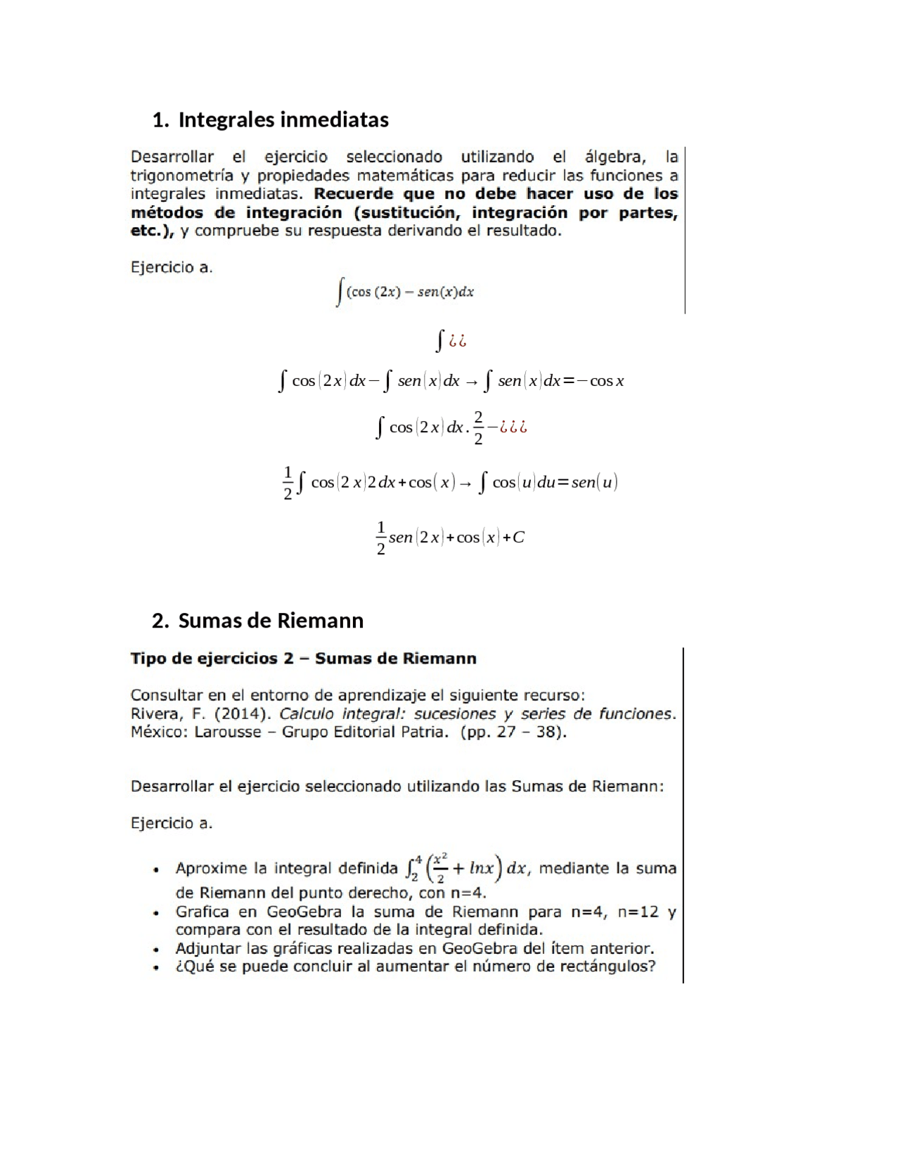 Ejercicios De Calculo Integral Docsity
