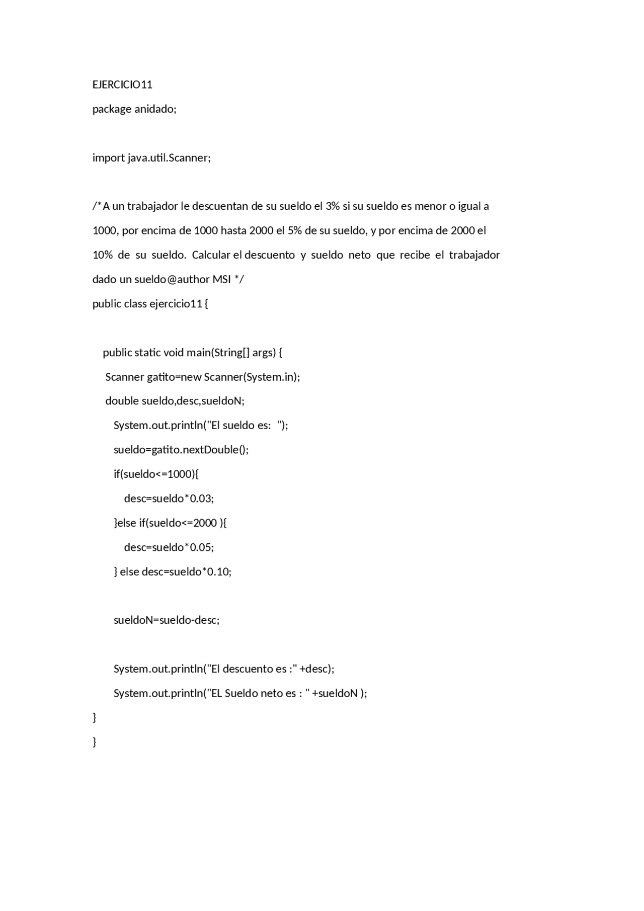 Ejercicios condicionales | Ejercicios de Programación Java - Docsity