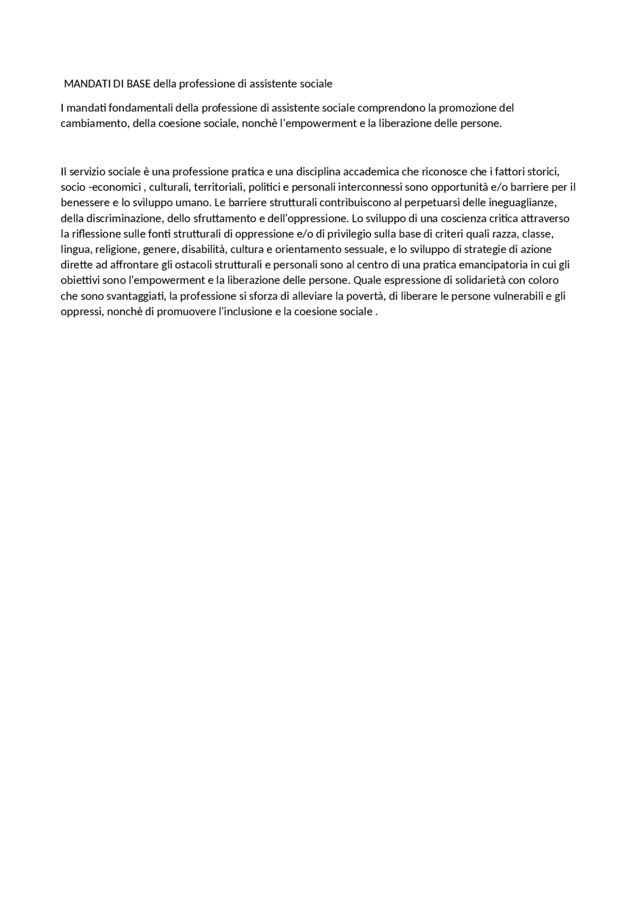 Mandati Di Base Dellassistente Sociale Docsity