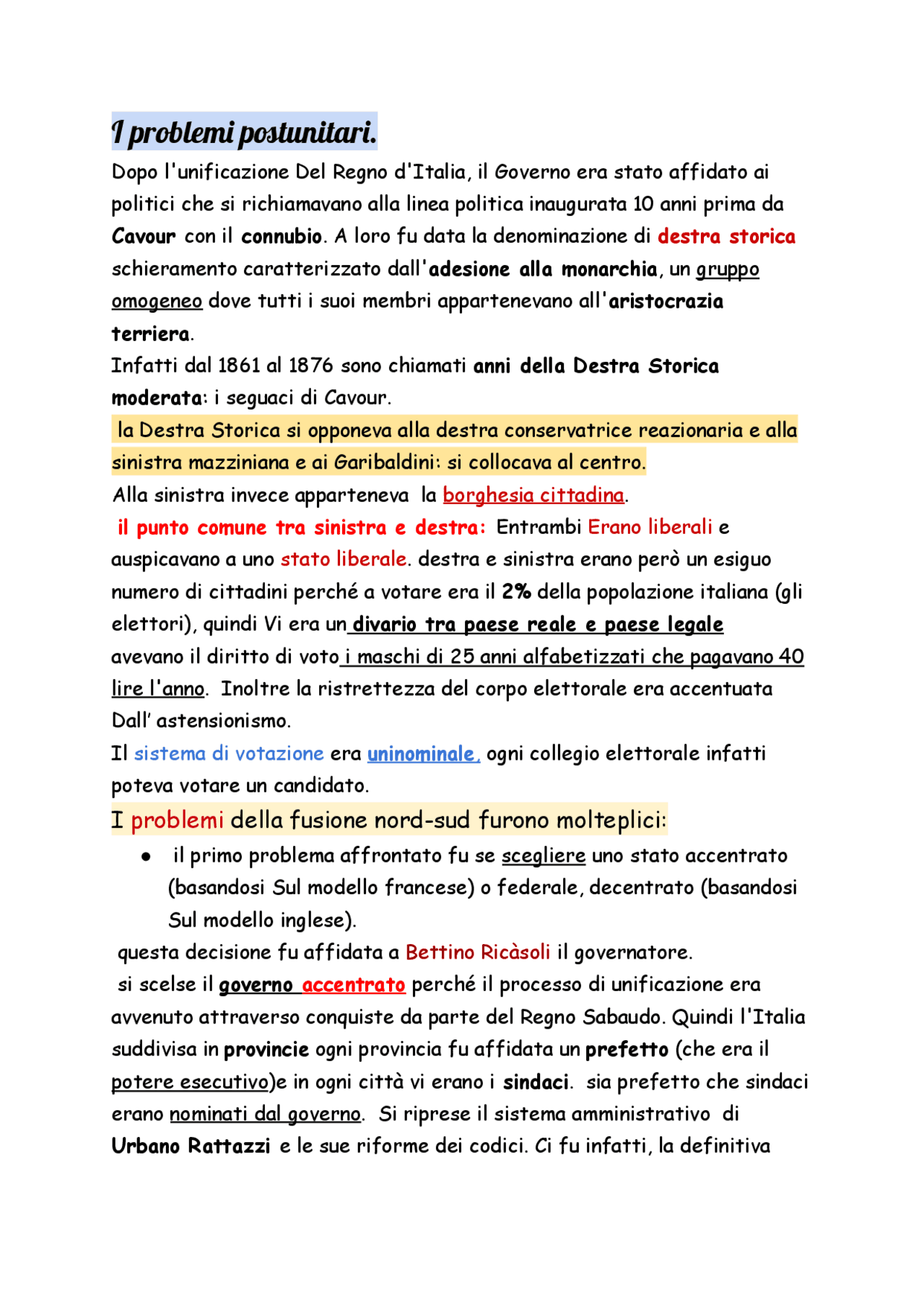 I problemi postunitari, de pretis, giolitti, crispi, imperialismo - Docsity