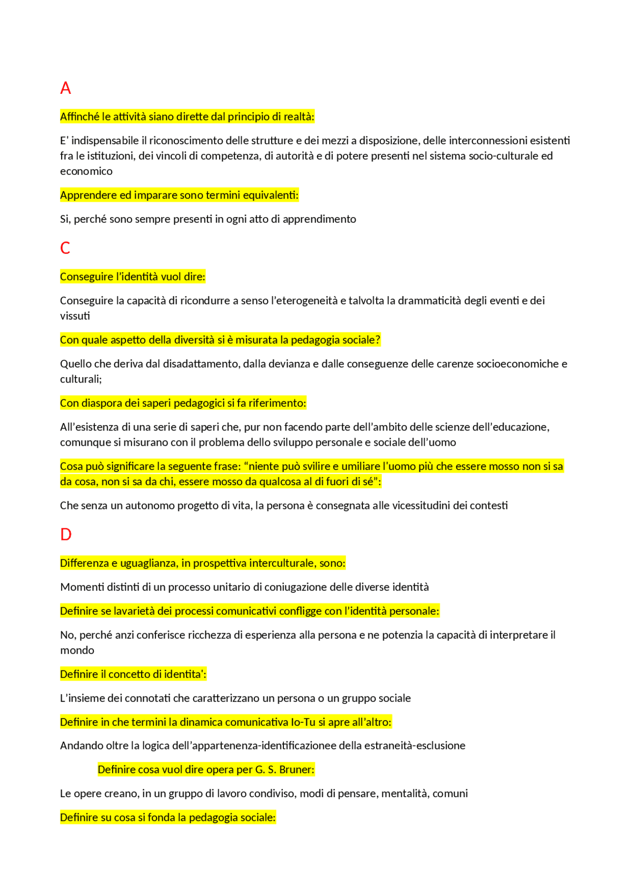 Pedagogia Interculturale Docsity