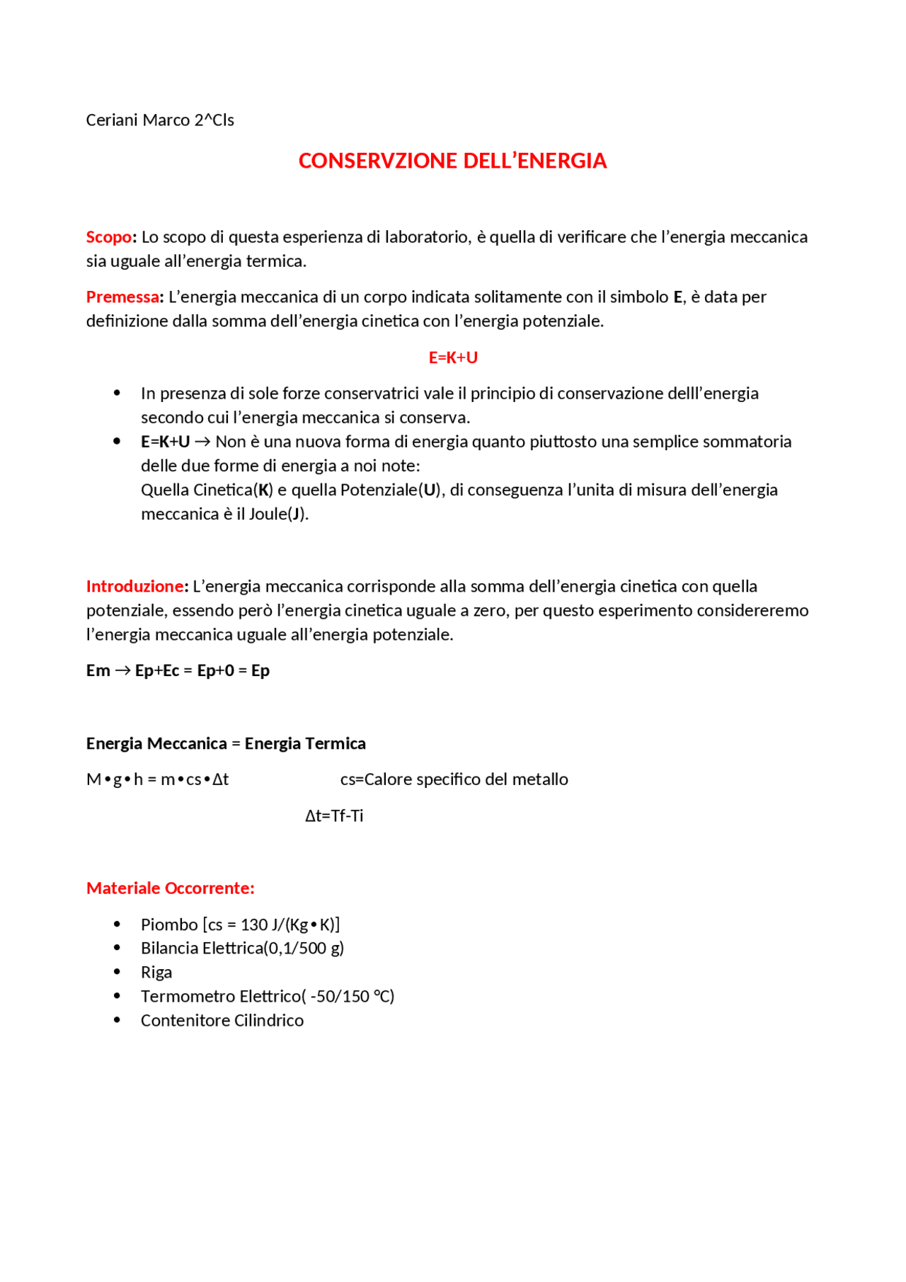 Esperienze Laboratorio Docsity