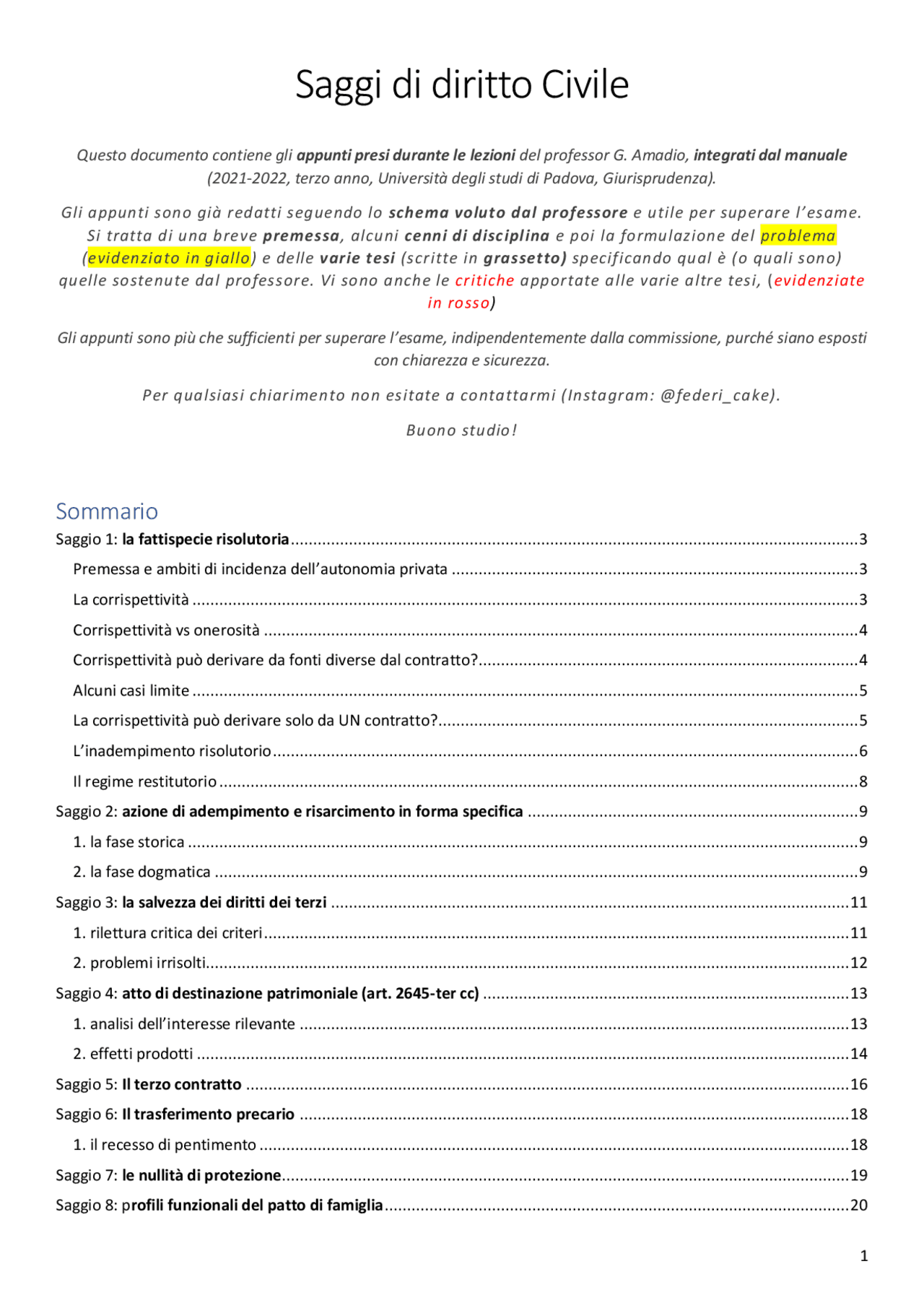 Saggi Di Diritto Civile Schematizzati Lezioni Manuale Docsity