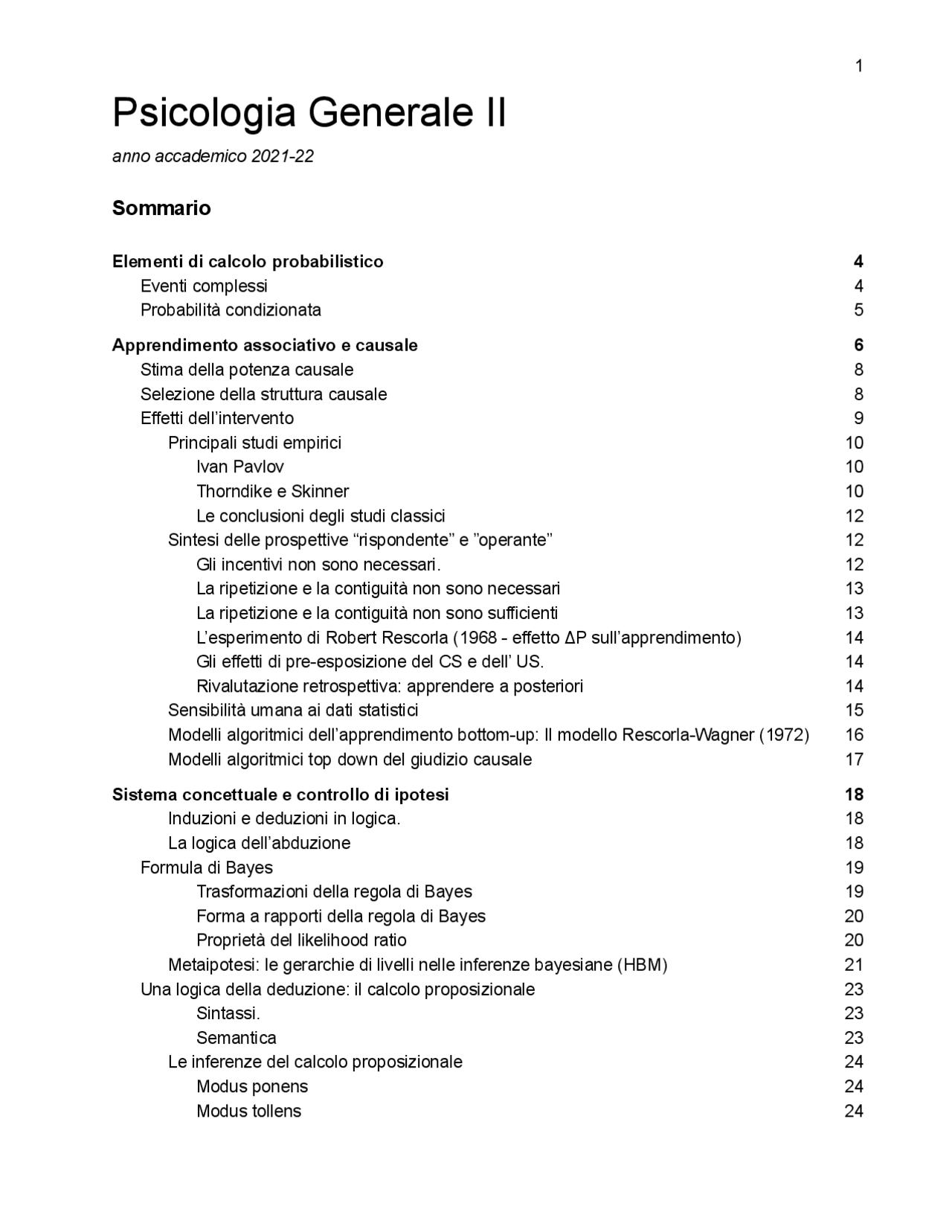 Sintesi Di Psicologia Generale Ii Docsity