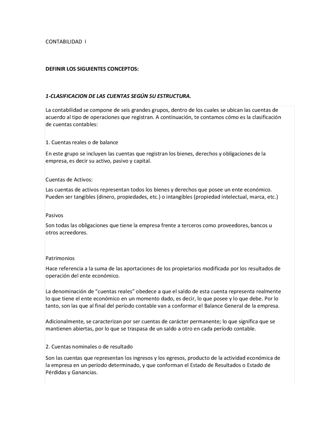 Contabilidad I Teoria Docsity