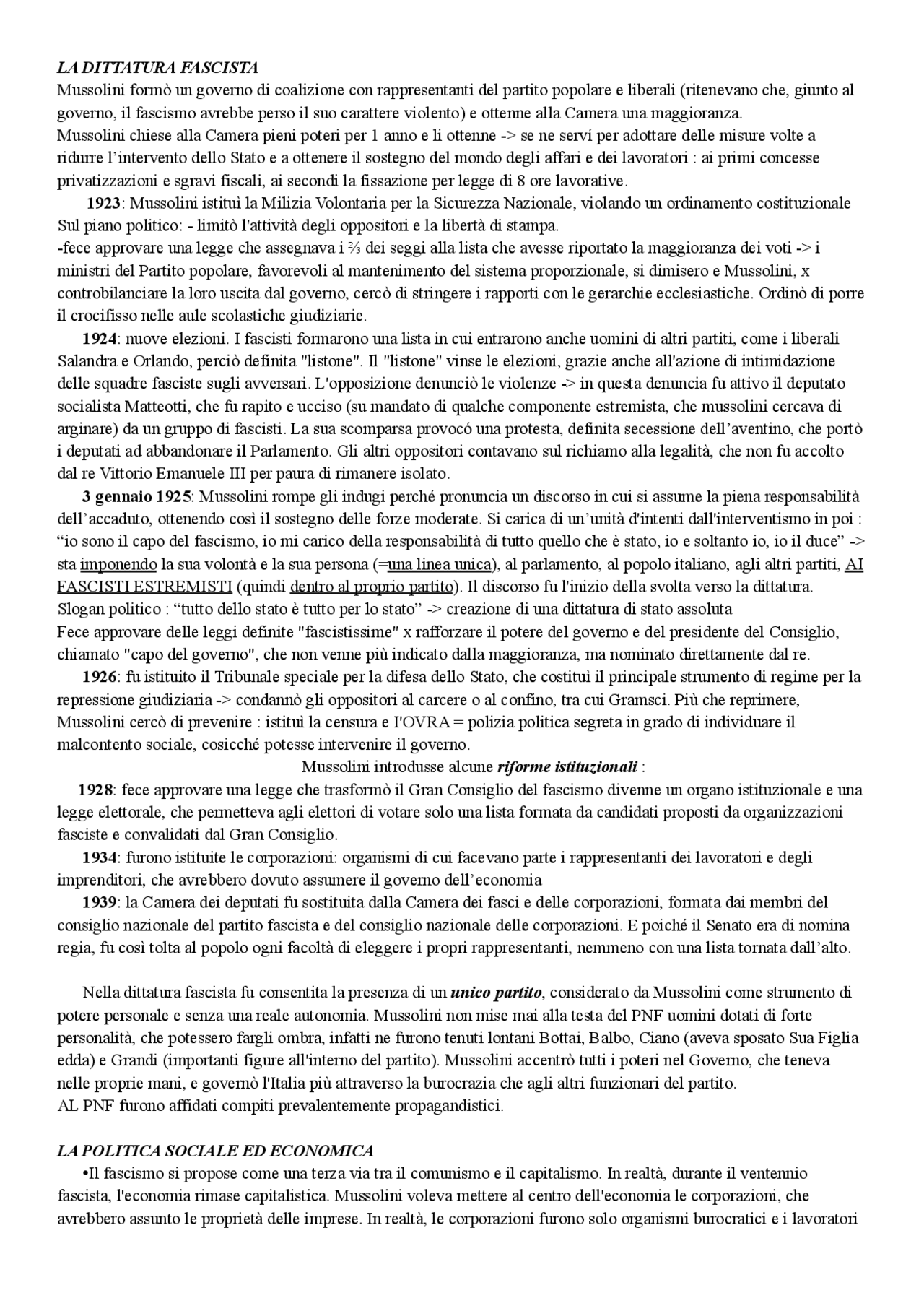 Fascismo Appunti Storia Docsity