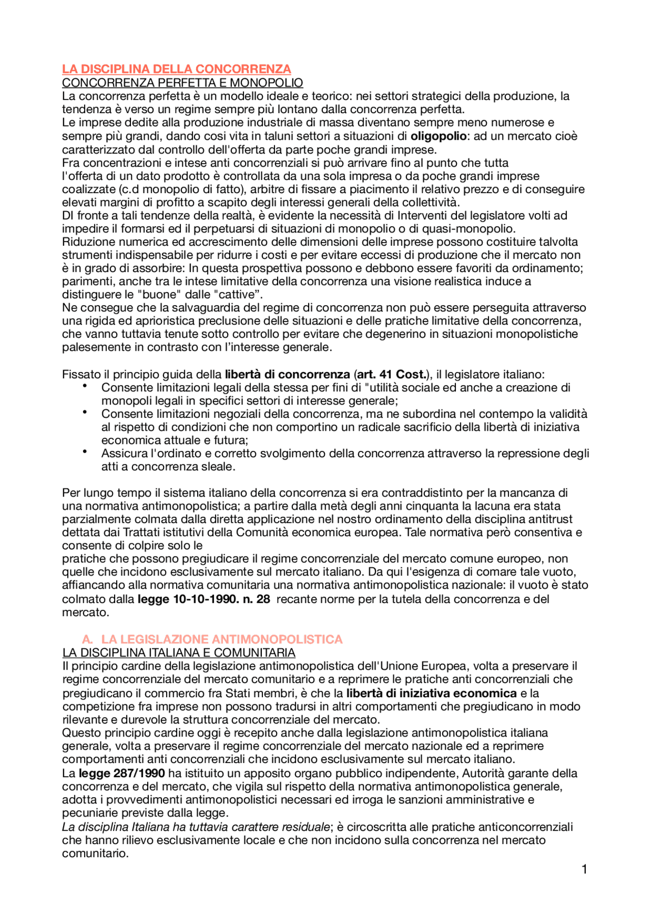 CAP. 8 diritto commerciale- la concorrenza - Docsity