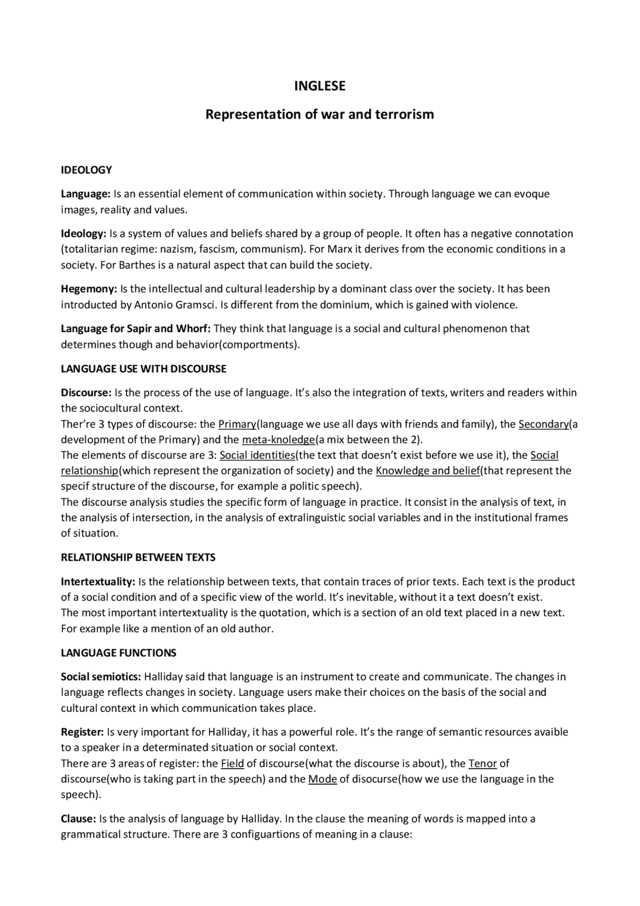 Appunti Representation Of War And Terrorism Docsity